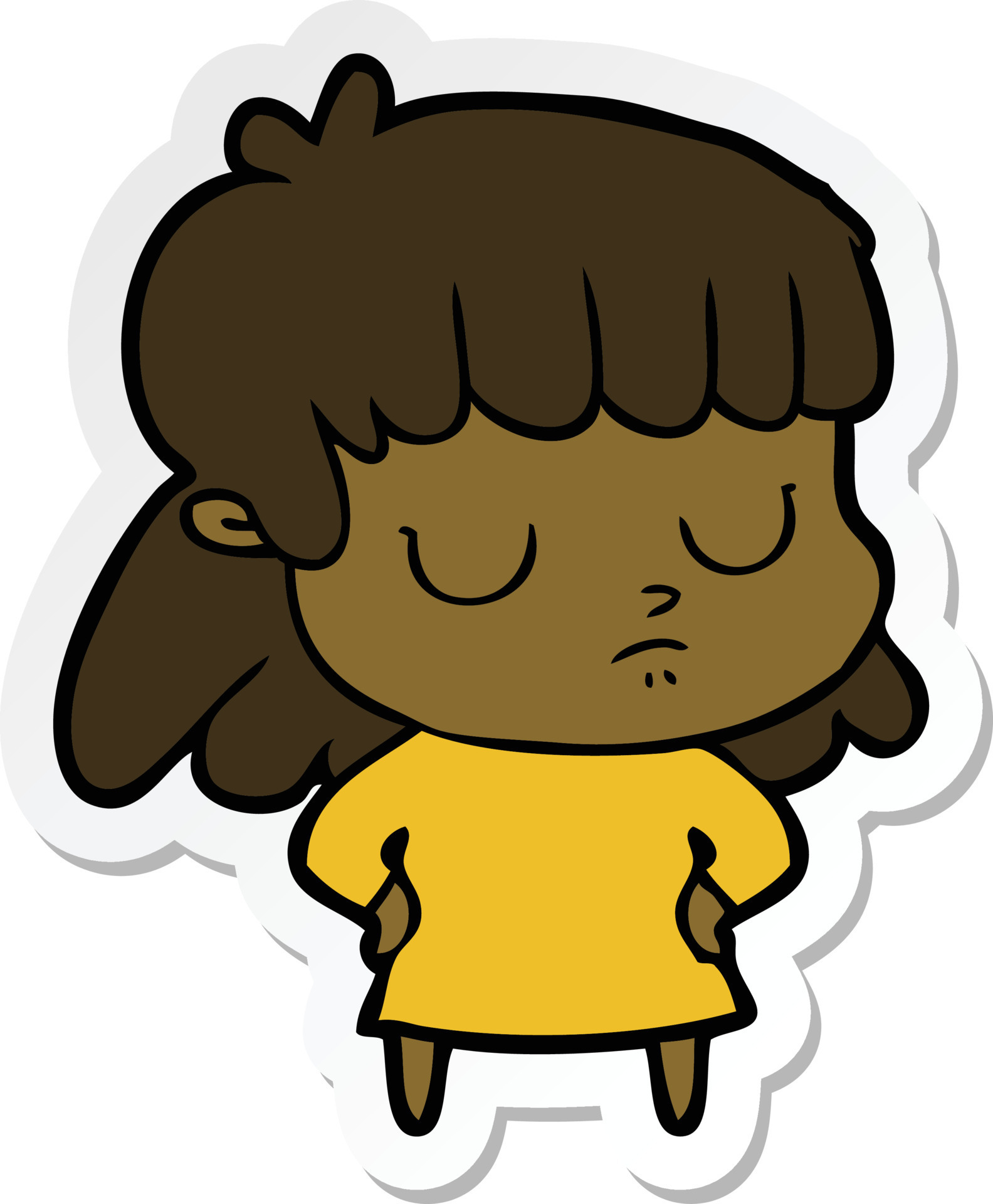 sticker of a cartoon indifferent woman 11284460 Vector Art at Vecteezy