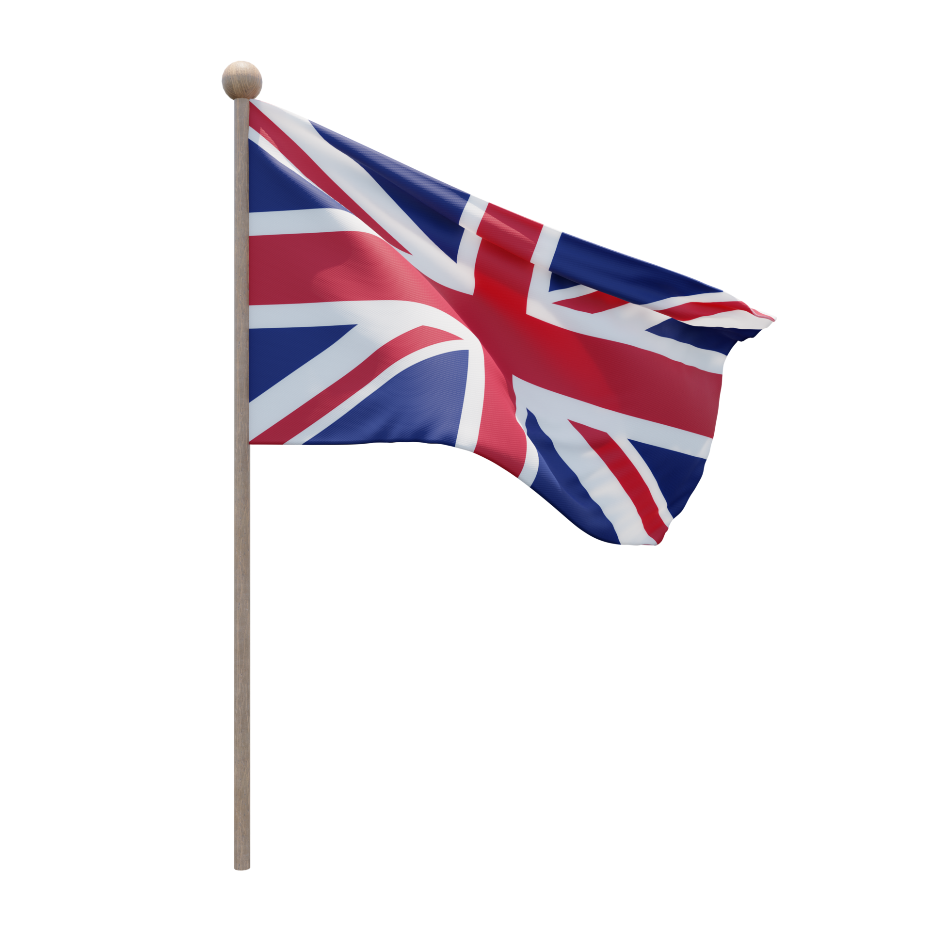 United Kingdom 3d Illustration Flag On Pole Wood Flagpole 11285256 Png