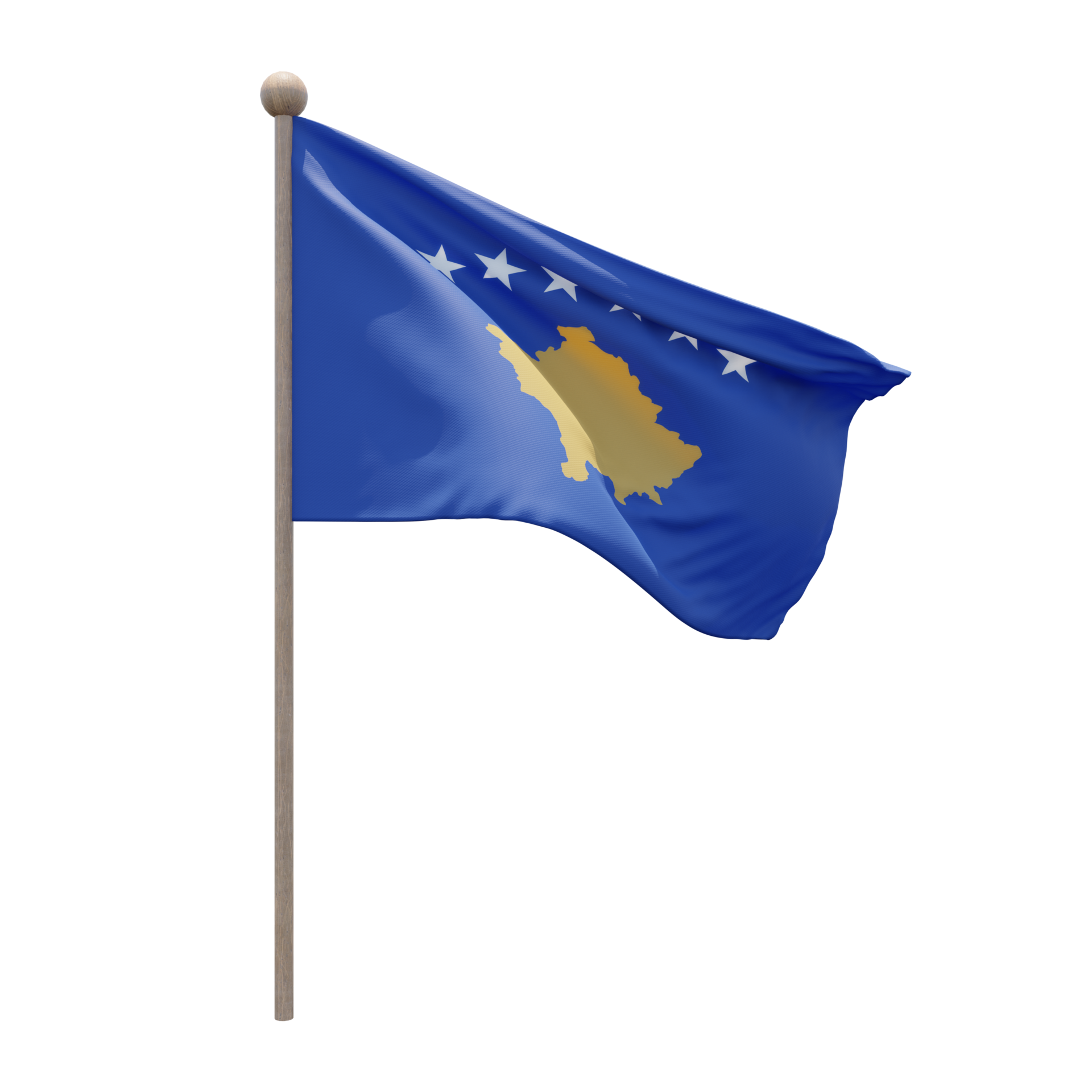 Kosovo 3d Illustration Flag On Pole Wood Flagpole 11285330 Png