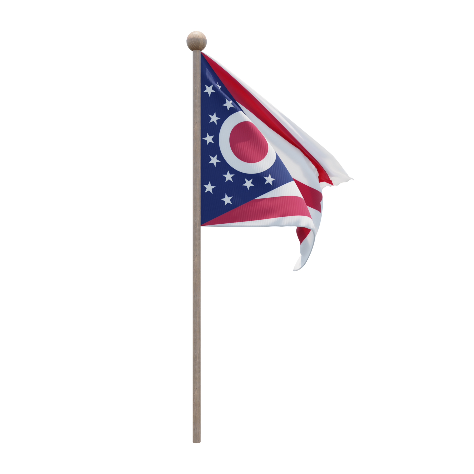 Ohio 3d Illustration Flag On Pole Wood Flagpole 11285423 Png
