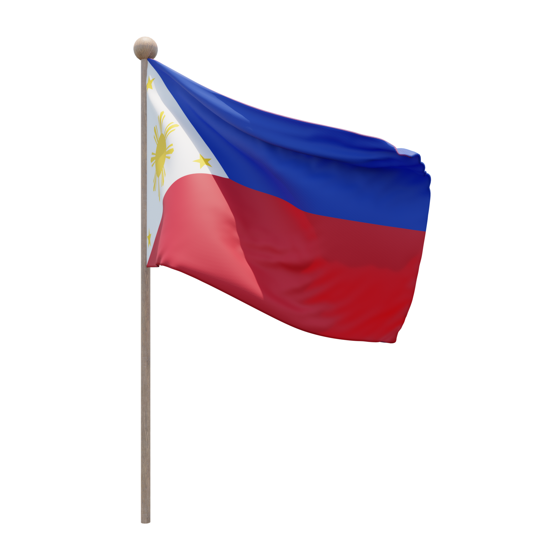 Philippines 3d Illustration Flag On Pole Wood Flagpole 11285425 Png