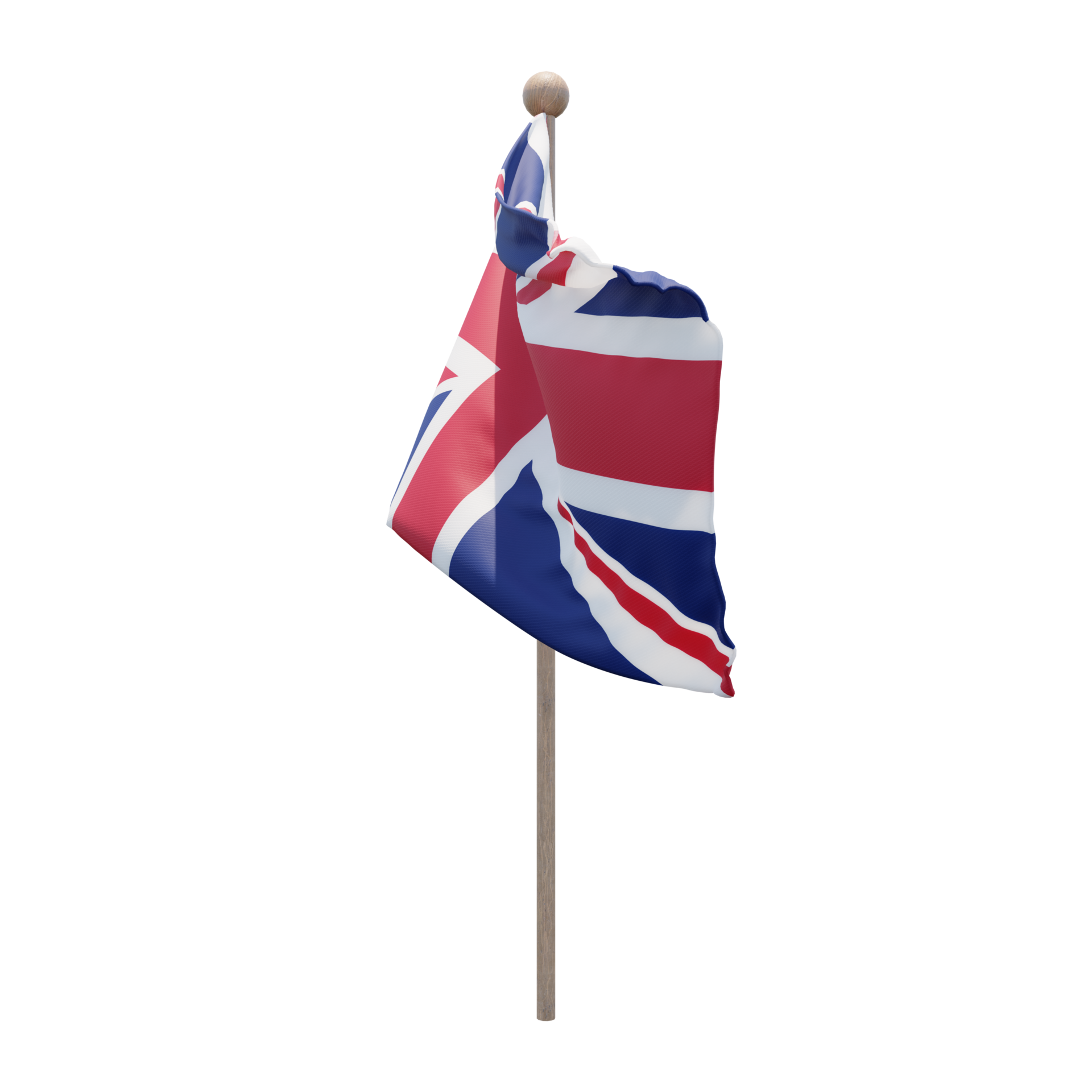 United Kingdom 3d Illustration Flag On Pole Wood Flagpole 11285437 Png