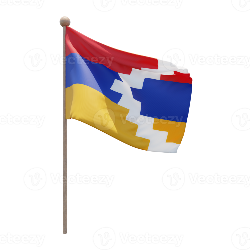 Artsakh 3d Illustration Flag On Pole Wood Flagpole 11285972 Png