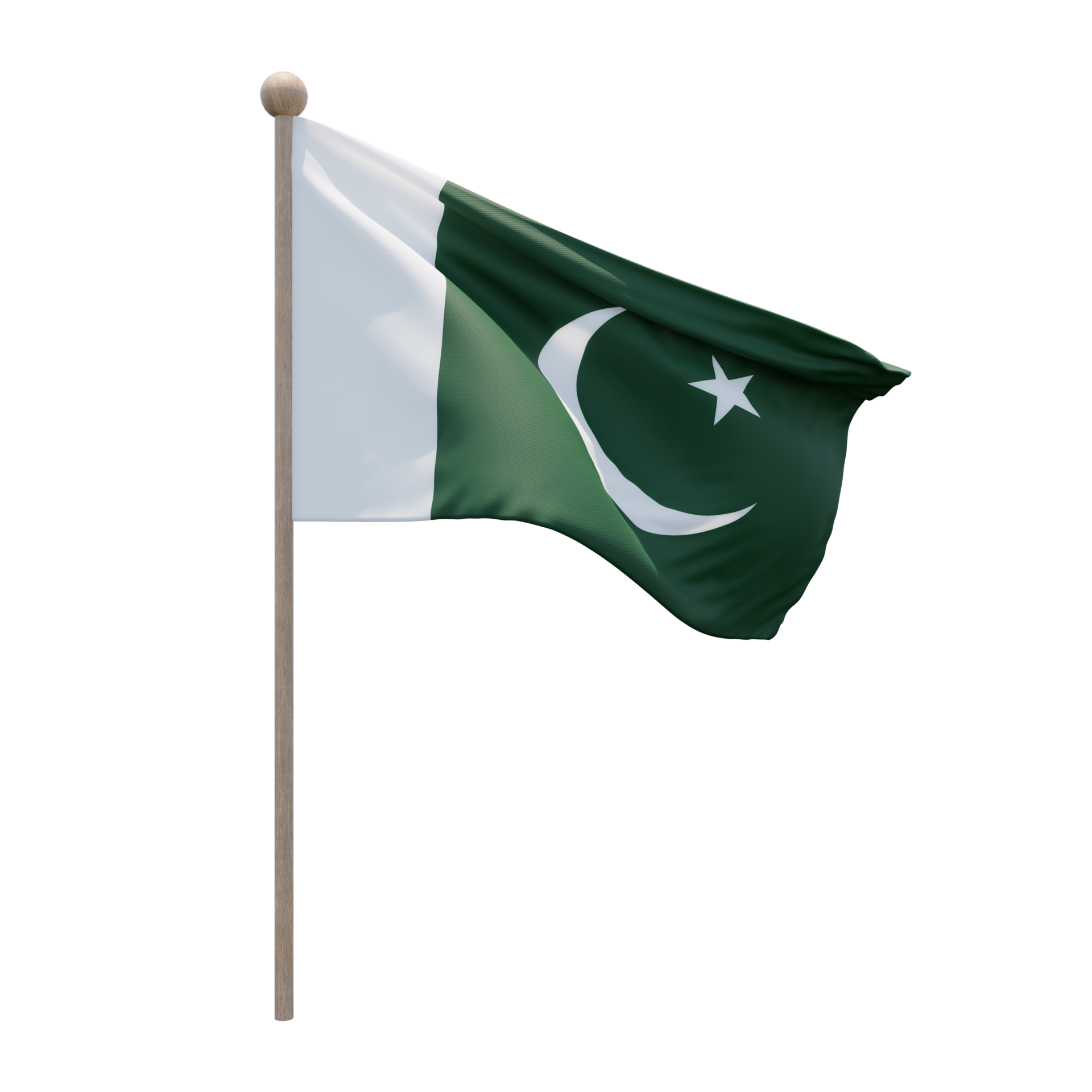 Pakistan 3d Illustration Flag On Pole Wood Flagpole 11285998 Png