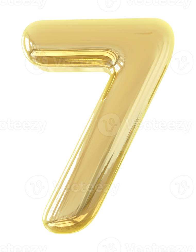 3d Número 7 Dorado 11287692 Png