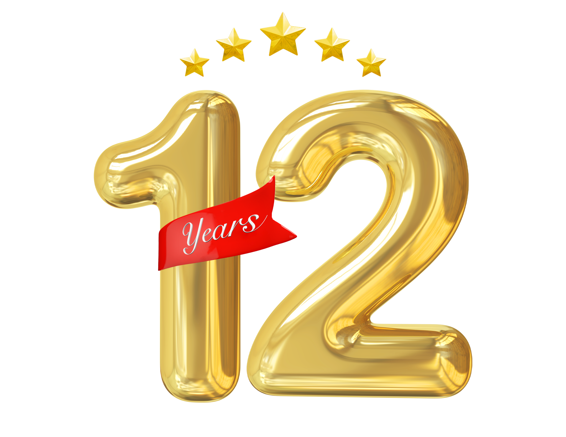 12 Years Anniversary Golden 11287717 Png