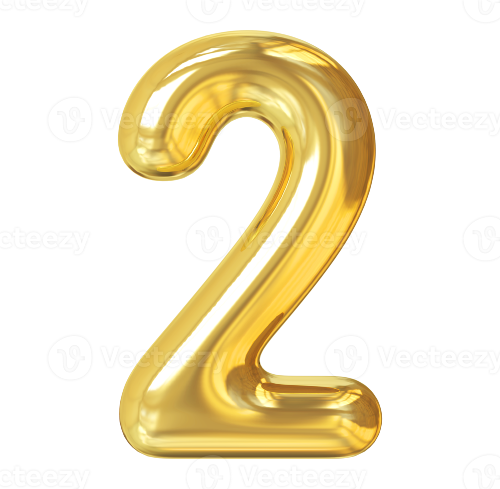 number 2 3d gold 11287998 PNG