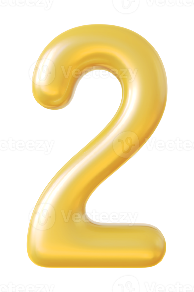 number 2 3d golden 11288000 PNG