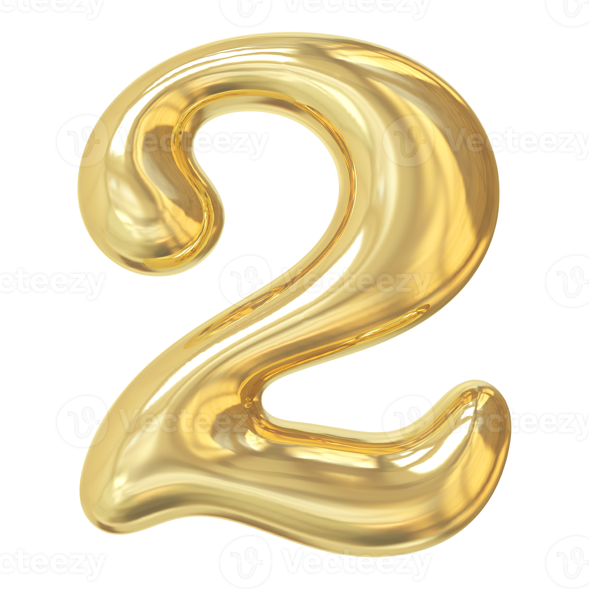 3d gold number 2 11288012 PNG
