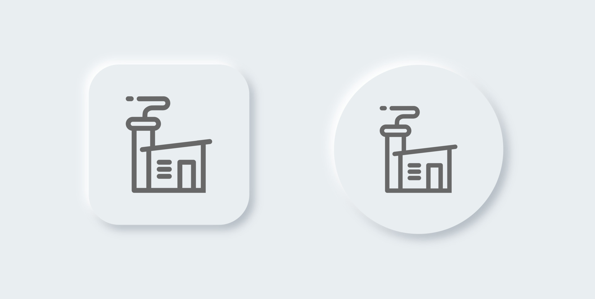 Factory Line Icon In Neomorphic Design Style Industrial Signs Vector