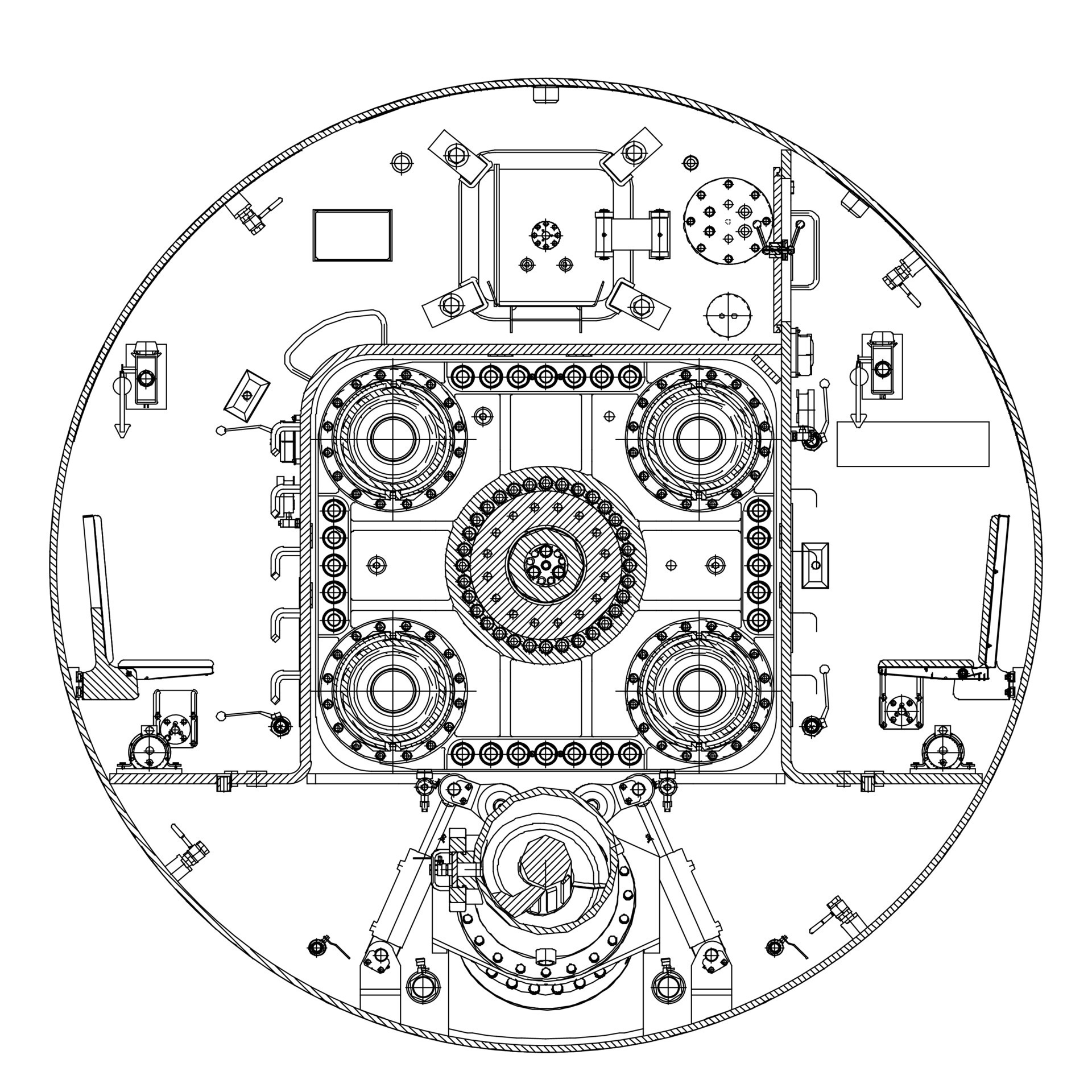 Machine internal cross-section, tunnel boring head, tunnel boring head drawings and machine ...