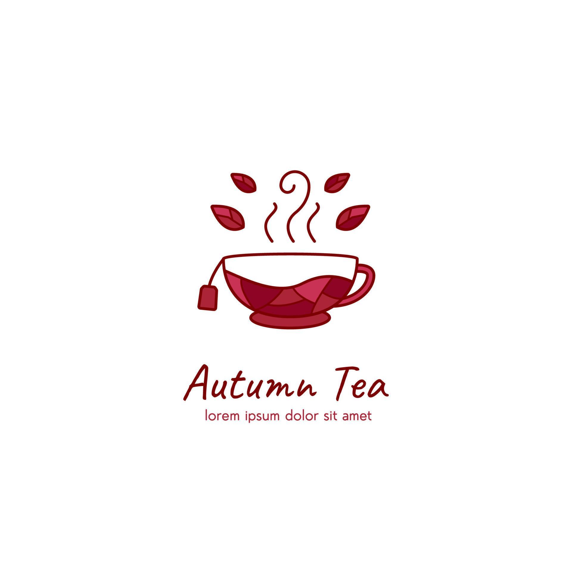 Autumn authentic traditional tea logo with leaf and nature element in ...