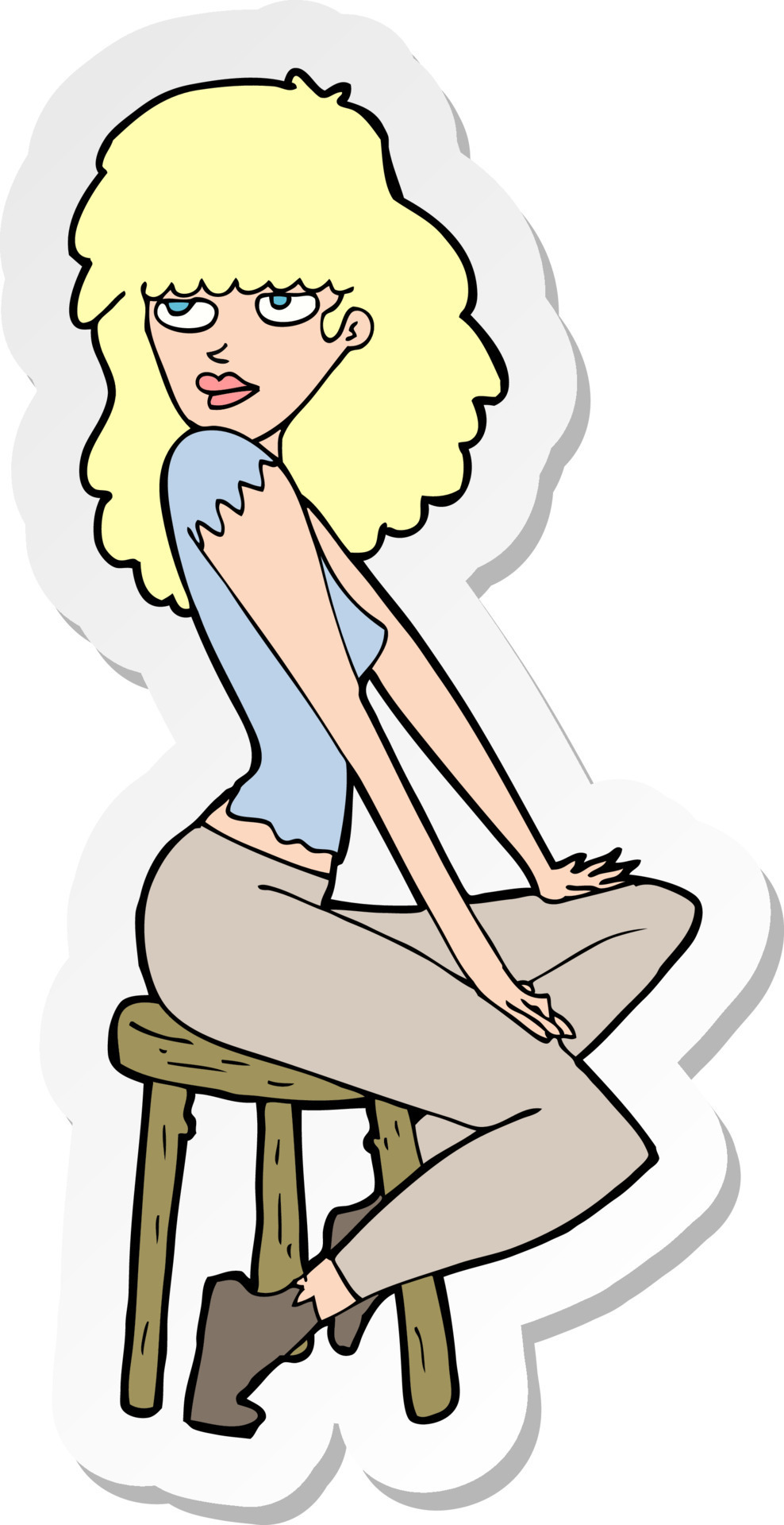 Sticker Of A Cartoon Woman Striking Pose 11296741 Vector Art At Vecteezy