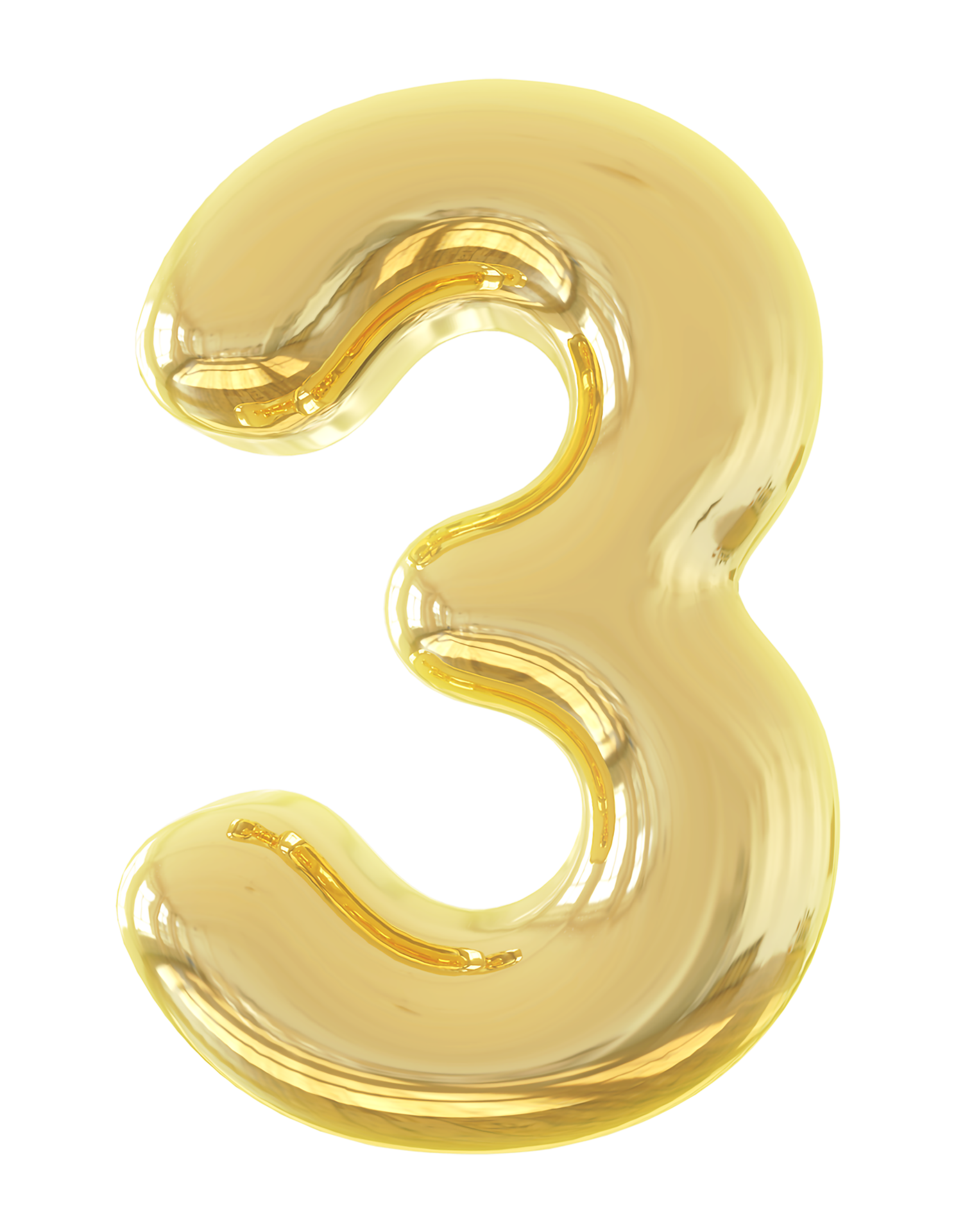 3d Número 3 Dourado 11297077 Png