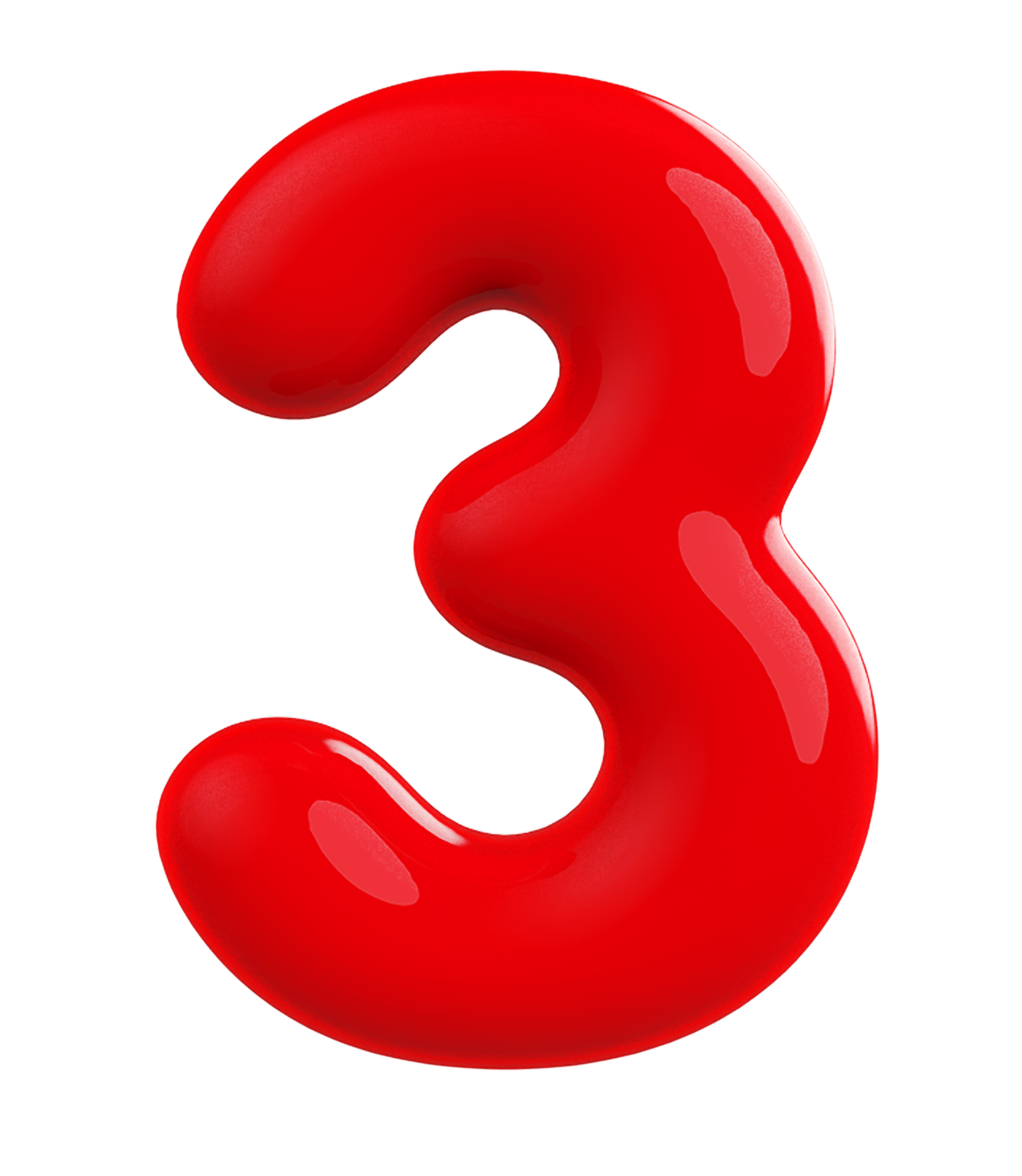 3d Rojo Número 3 11297471 Png