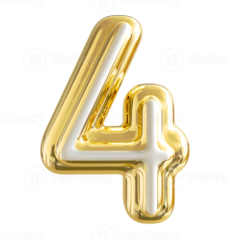3d número 4 dourado 11297490 PNG