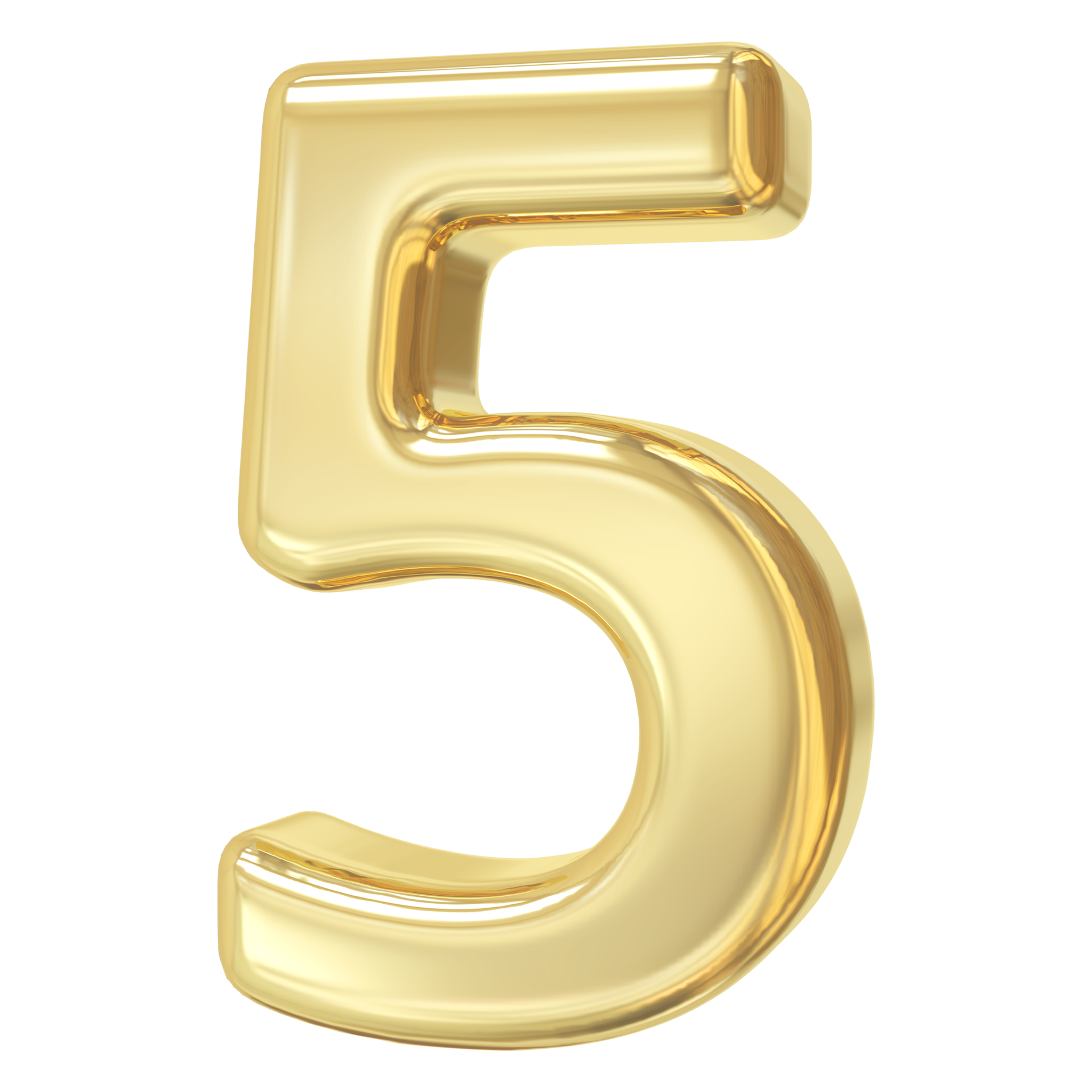 3d Gold Number 5 11297564 Png