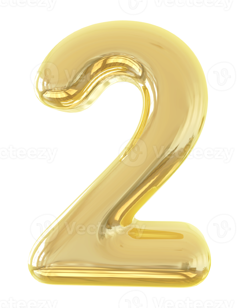 3d number 2 golden 11297578 PNG