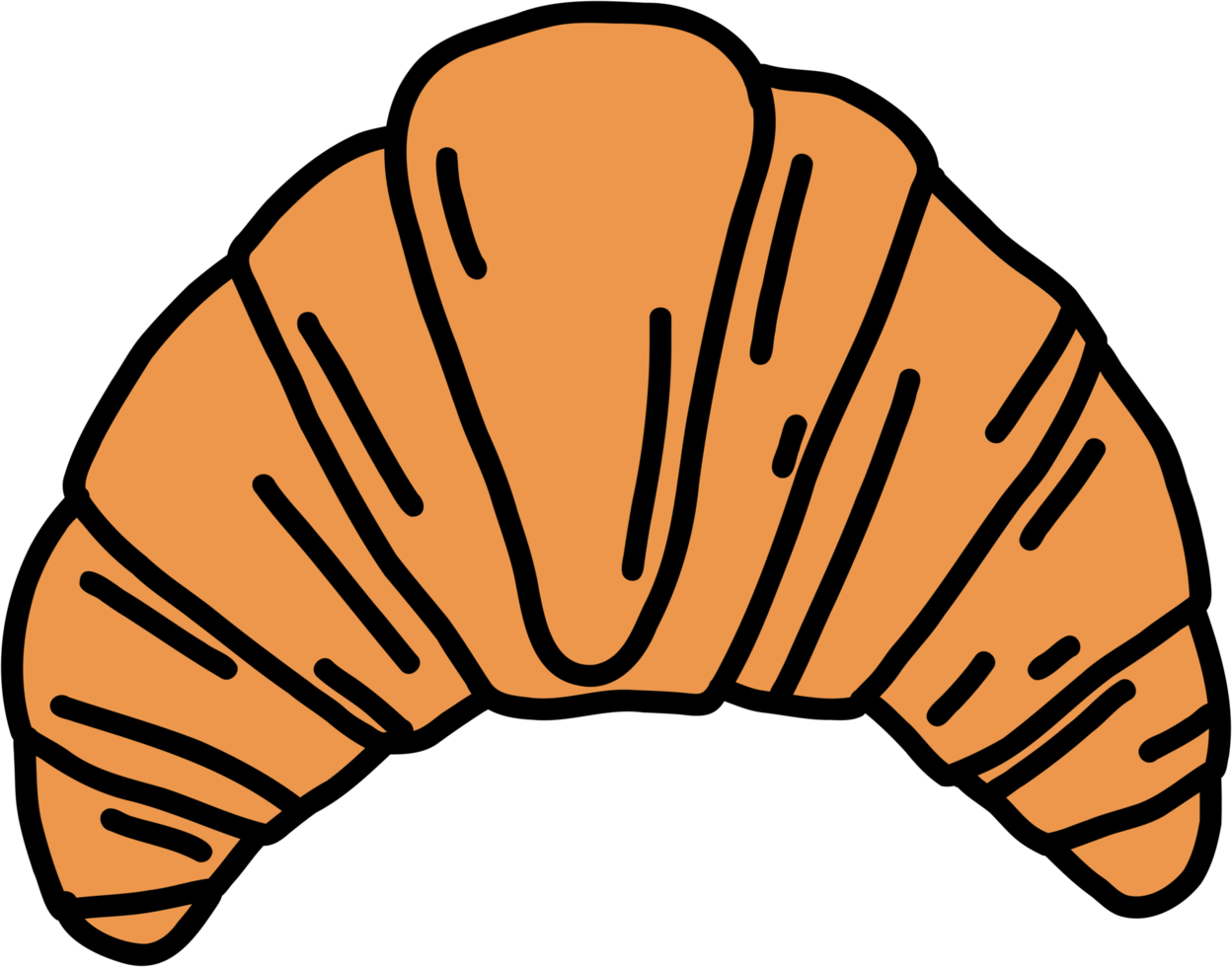 Doodle dibujo a mano alzada de pan croissant. 11298936 PNG