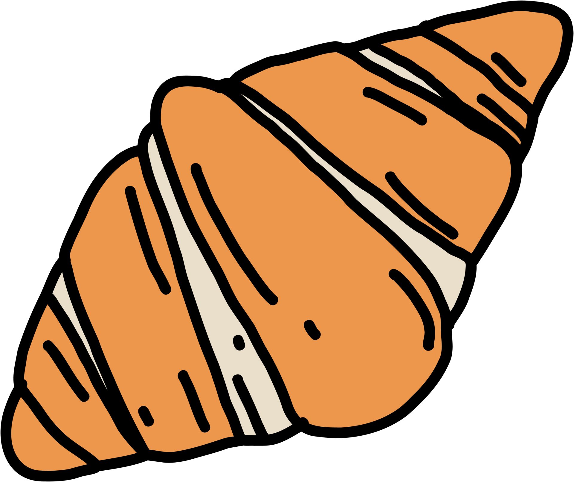 Doodle Dibujo A Mano Alzada De Pan Croissant 11298938 Png
