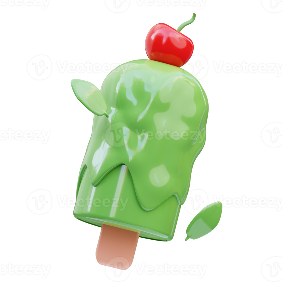Melted Matcha Stick Ice Cream 3d Illustration 3d Rendering 11299268 Png