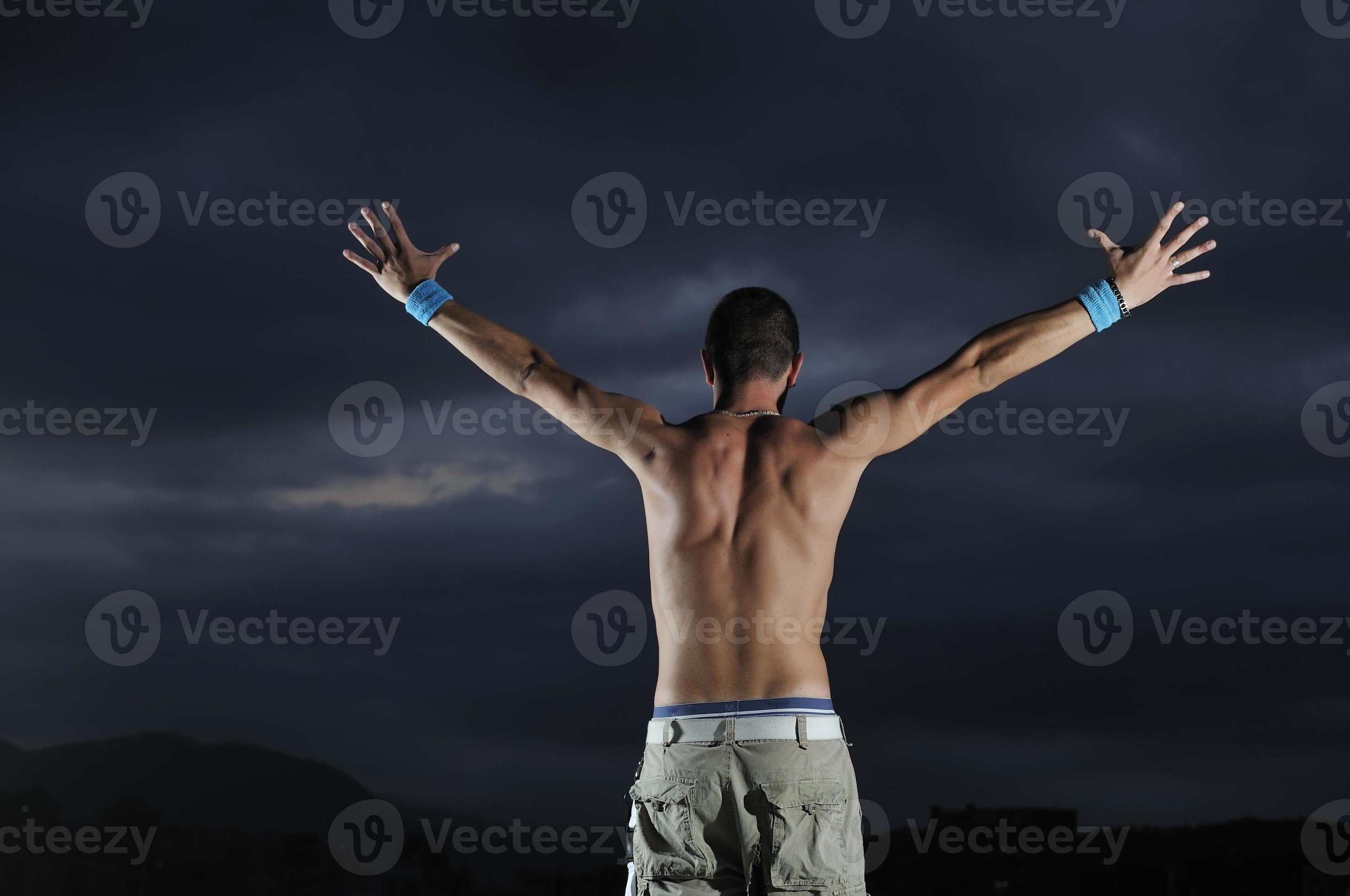 Man with his arms wide open 11299834 Stock Photo at Vecteezy