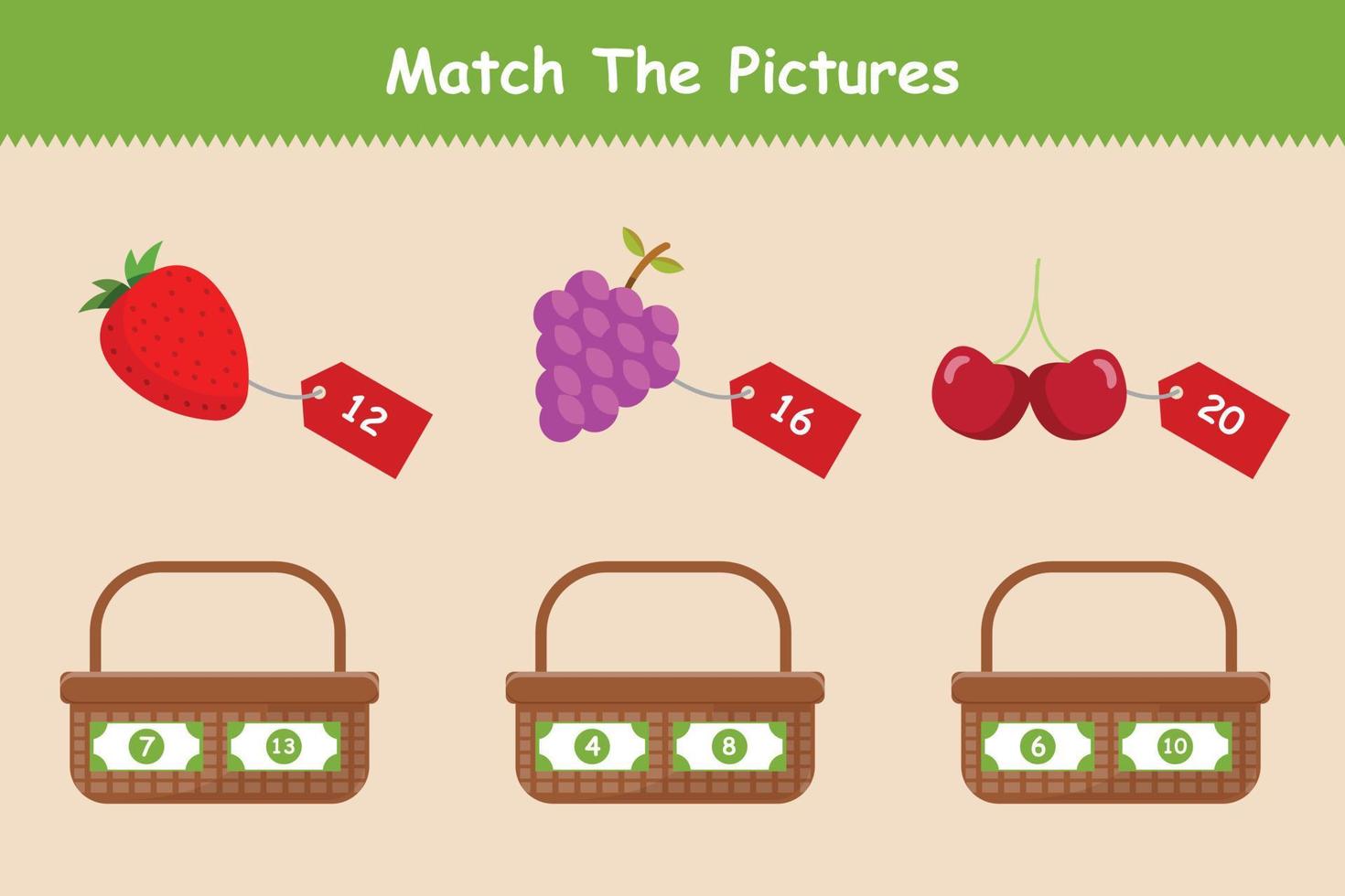 Juego De Contar Canasta De Frutas Para Niños Concepto De Rompecabezas Para Niños Ilustración