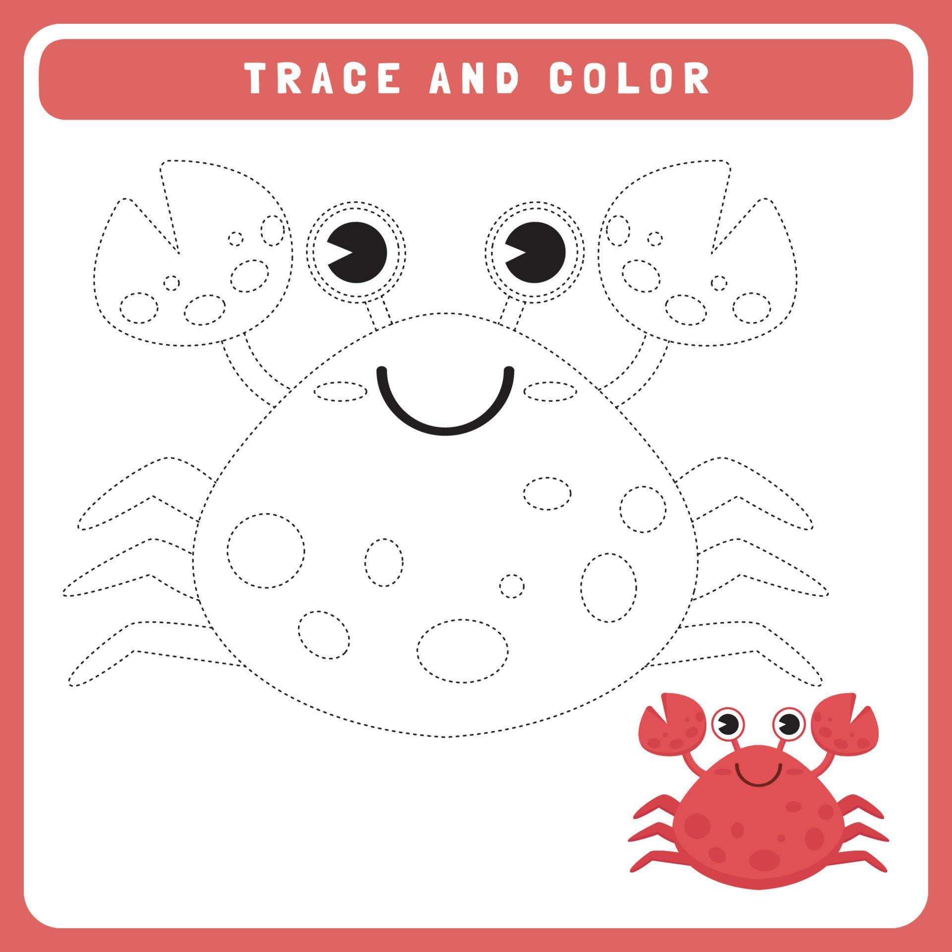 Trace and color worksheet for kids 11300915 Vector Art at Vecteezy