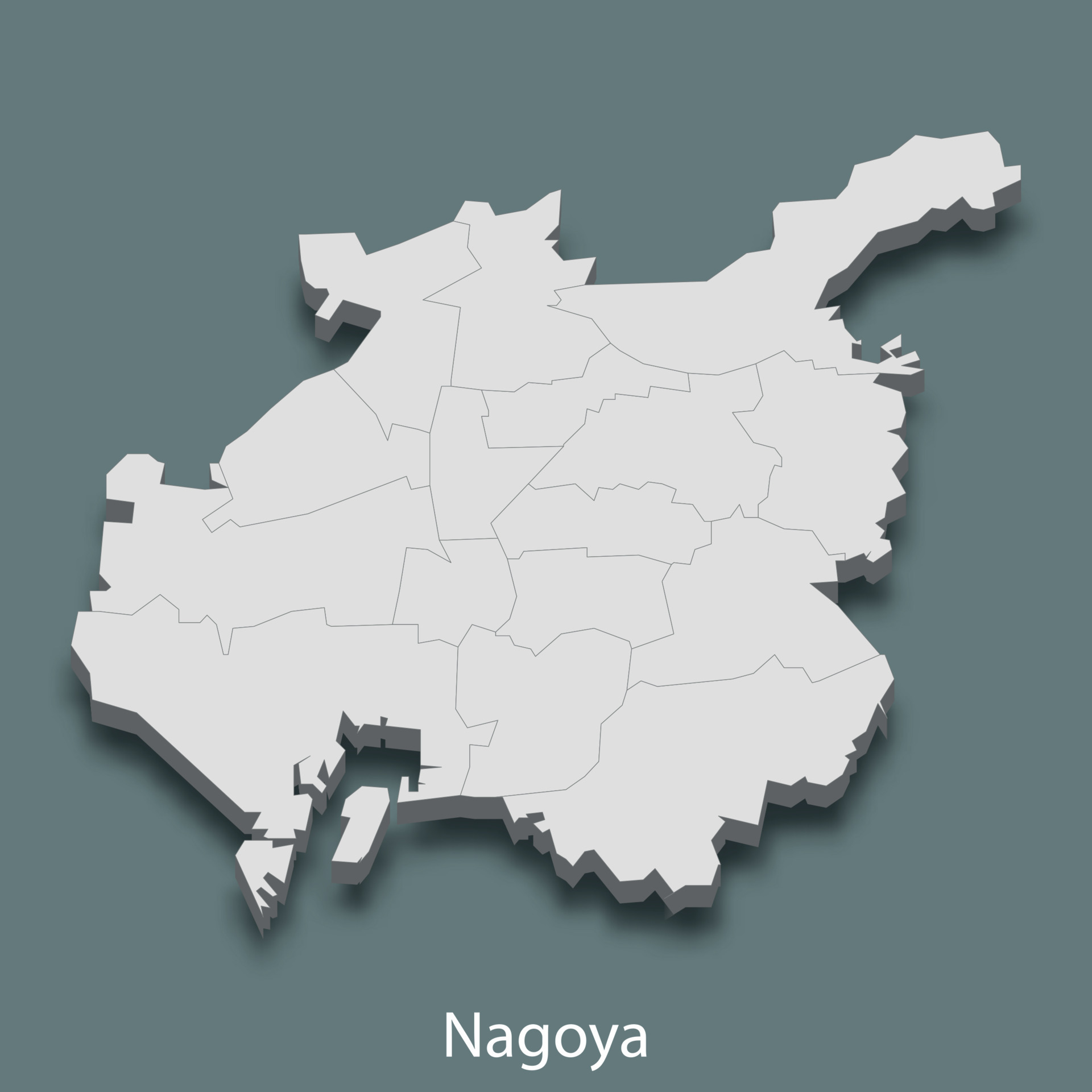 3d isometric map of Nagoya is a city of Japan 11309182 Vector Art at Vecteezy