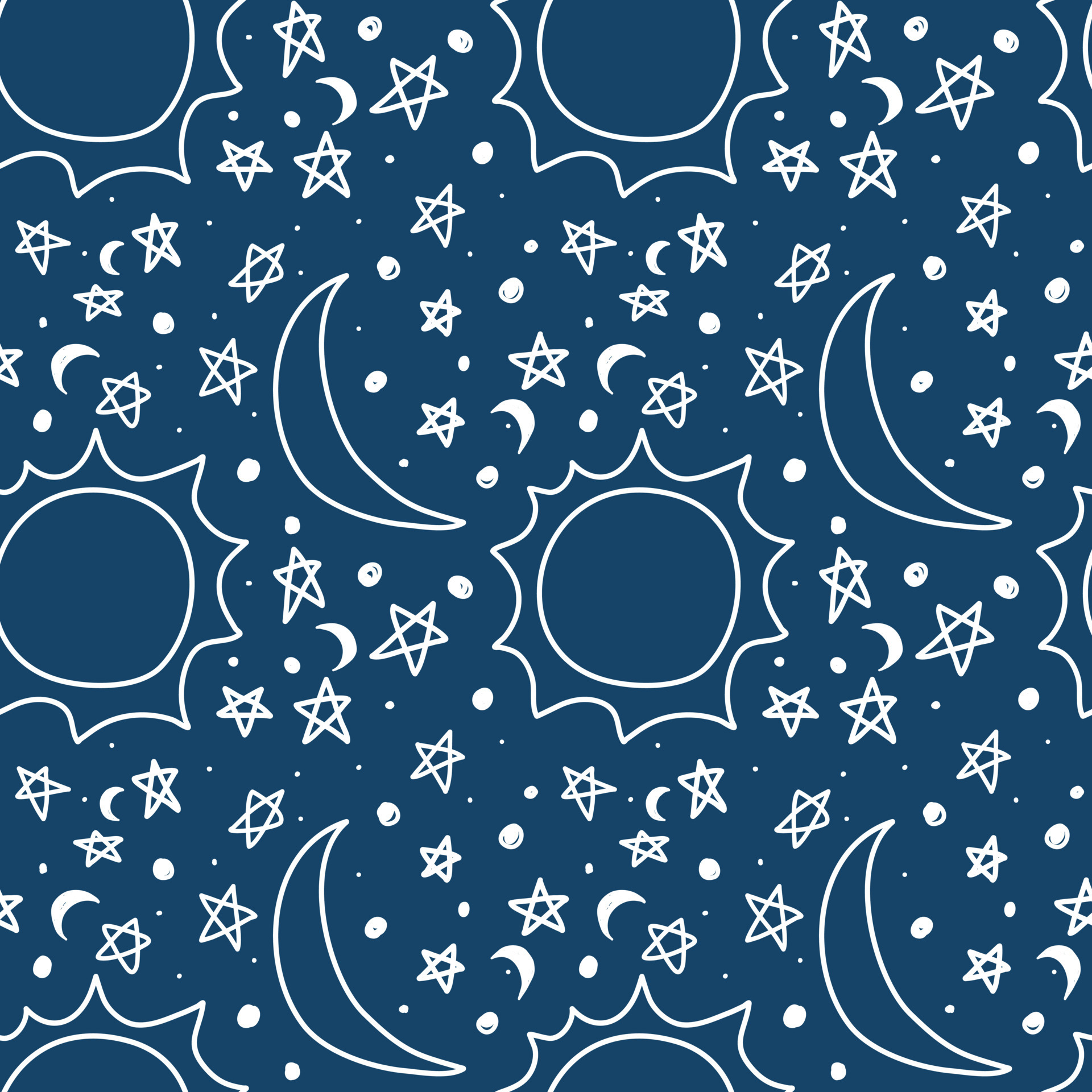 Seamless pattern with sun, moon and stars. Repeat pattern for printing ...