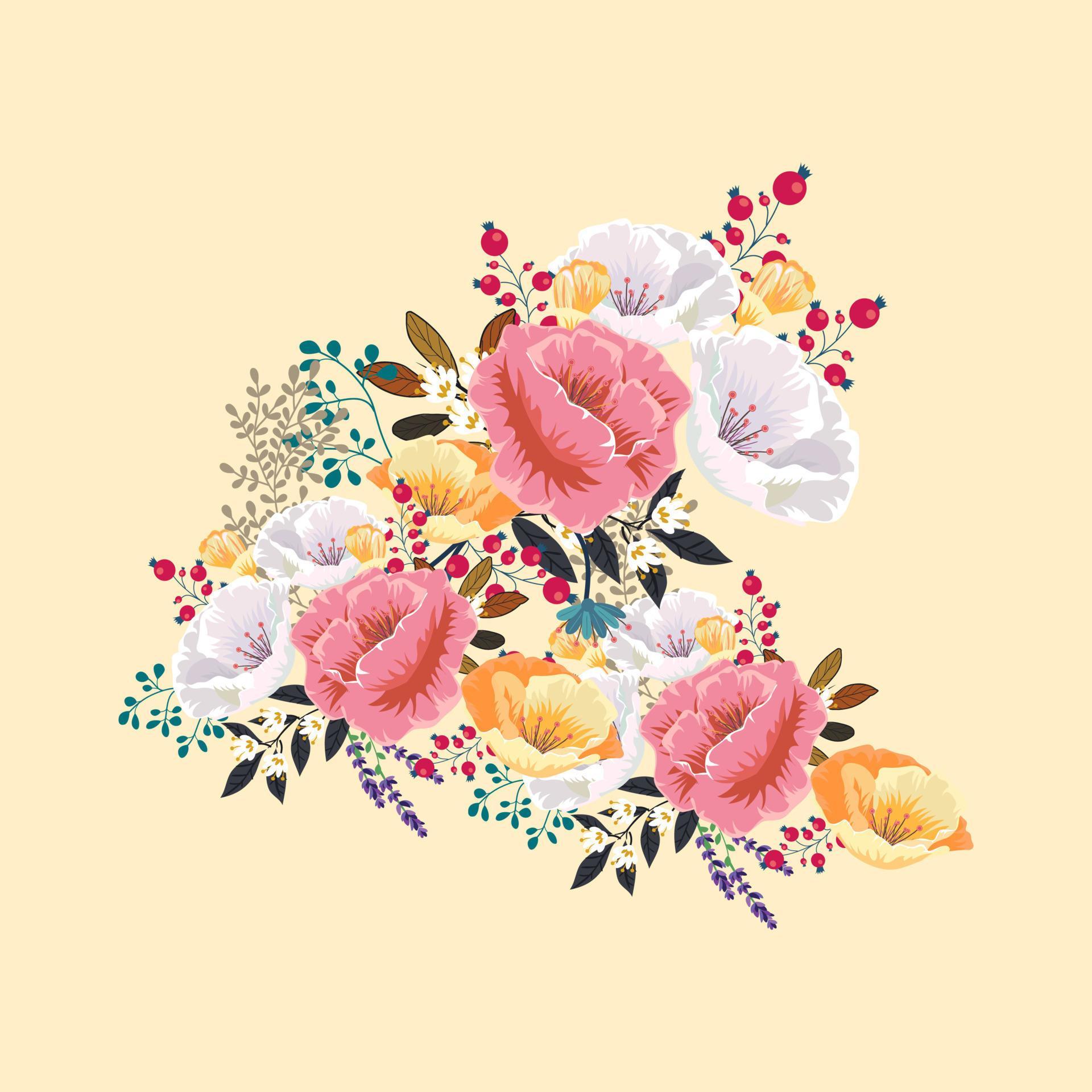 Spring pink rose floral background with watercolor 11310969 Vector Art ...