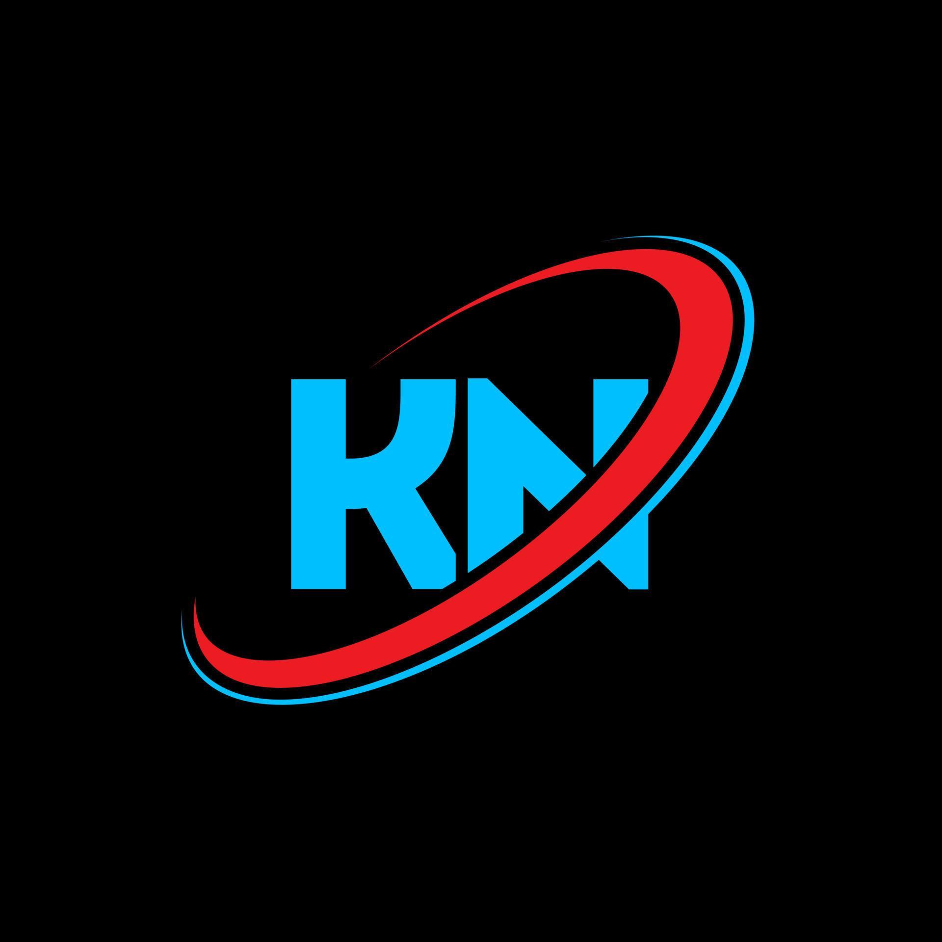 Kn K N Letter Logo Design Initial Letter Kn Linked Circle Uppercase