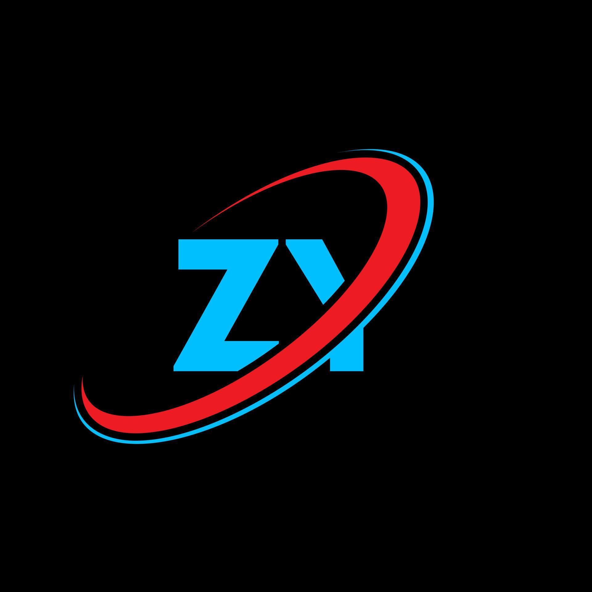ZY logo. ZY design. Blue and red ZY letter. ZY letter logo design. Initial letter ZY linked ...