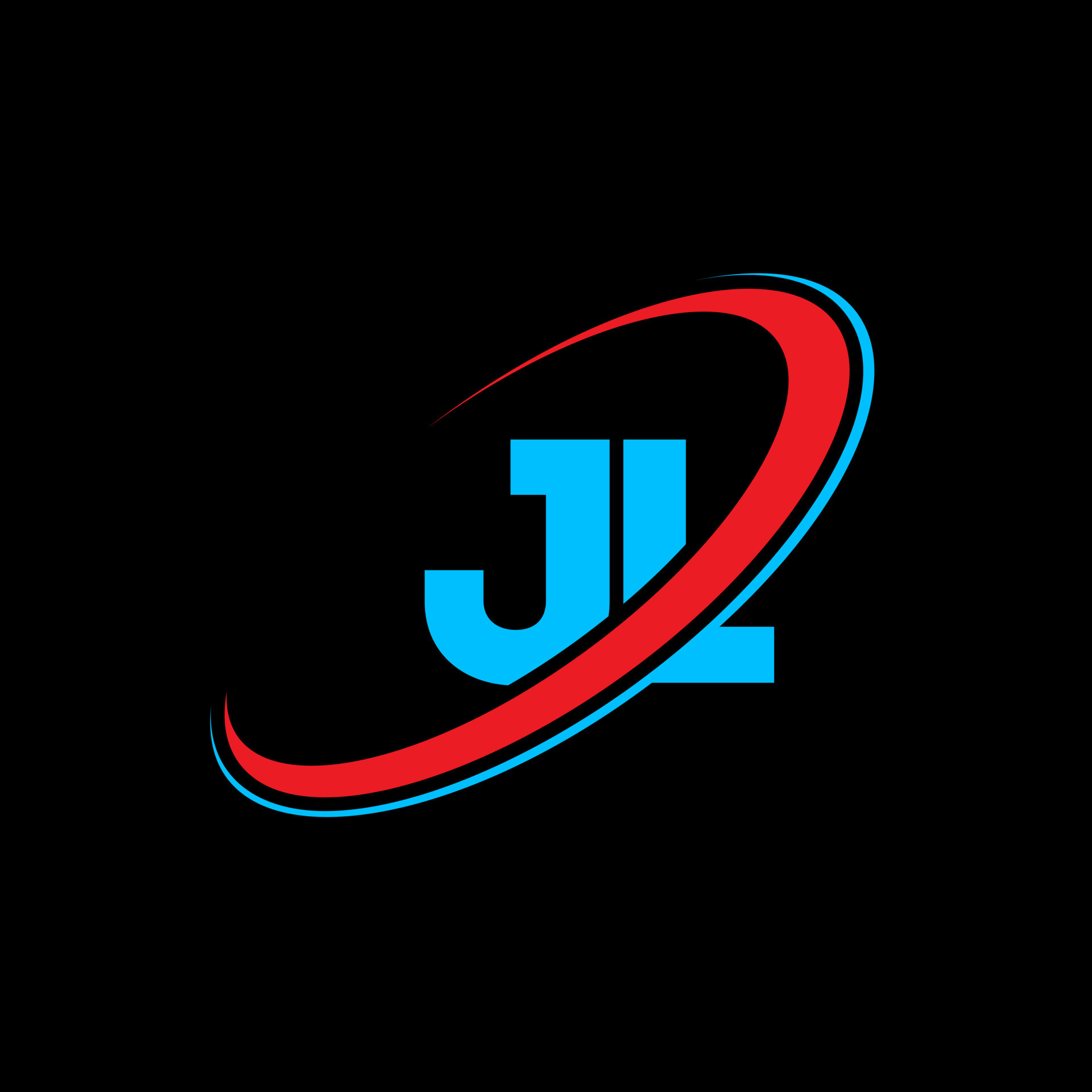 JL J L letter logo design. Initial letter JL linked circle uppercase monogram logo red and blue ...