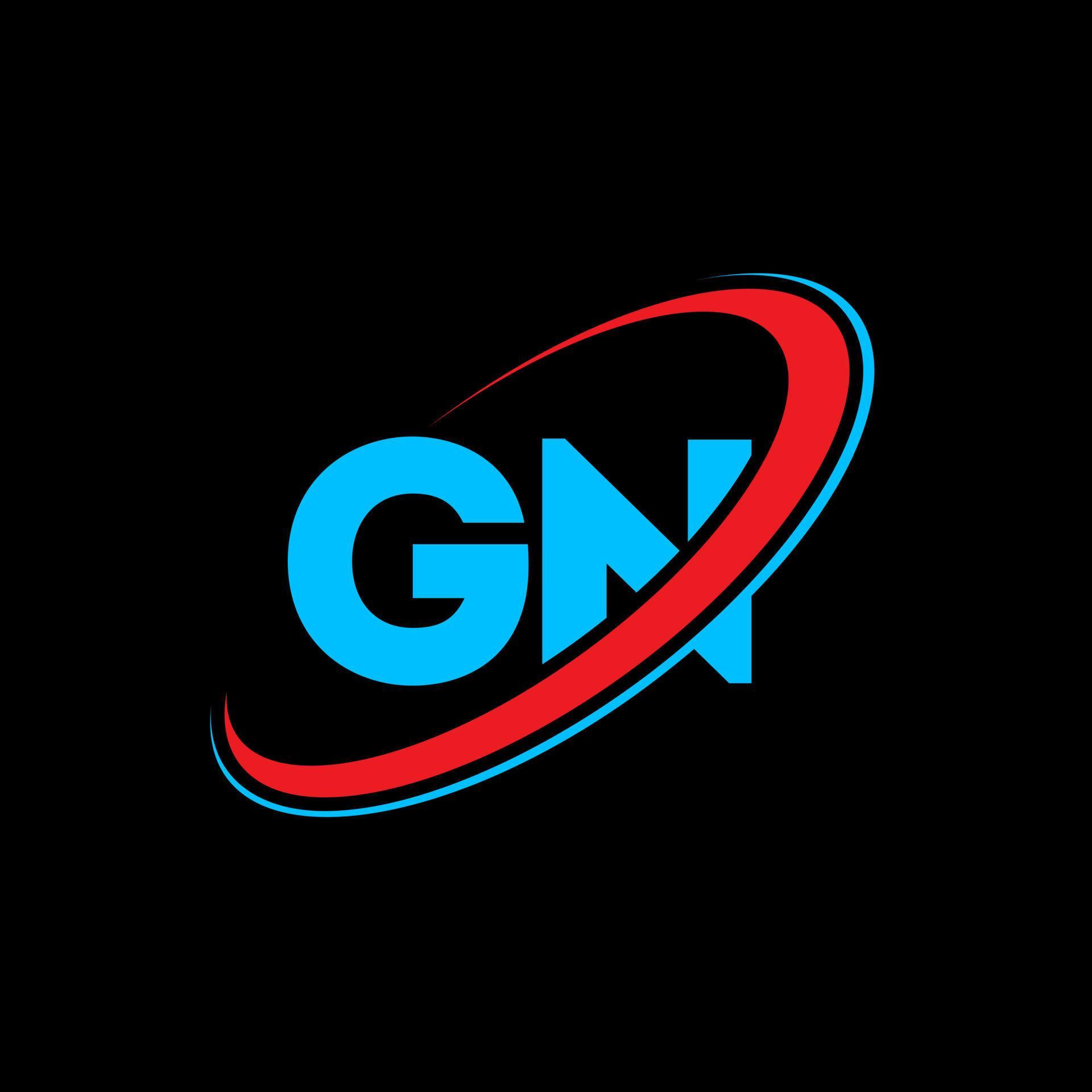 GN G N letter logo design. Initial letter GN linked circle uppercase ...