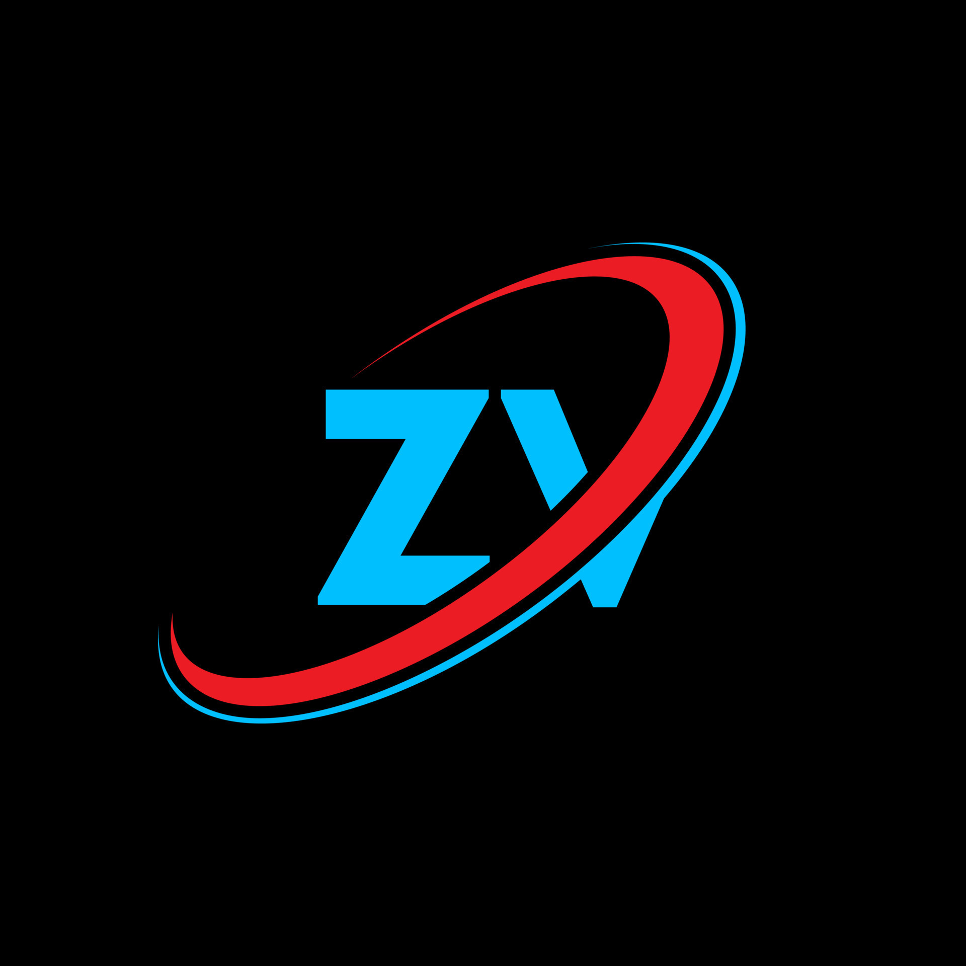 ZV Z V letter logo design. Initial letter ZV linked circle uppercase monogram logo red and blue ...