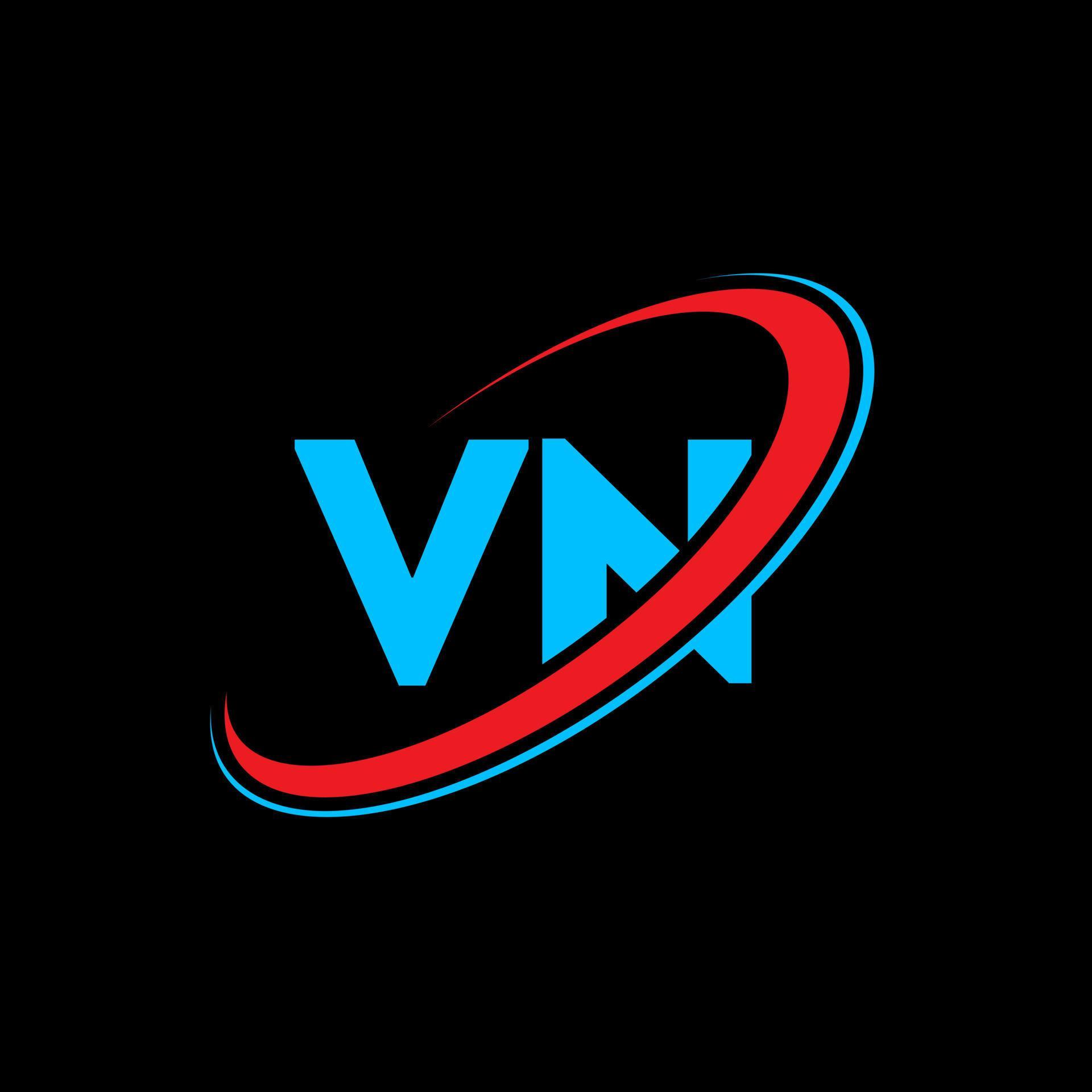 VN logo. VN design. Blue and red VN letter. VN letter logo design. Initial letter VN linked ...