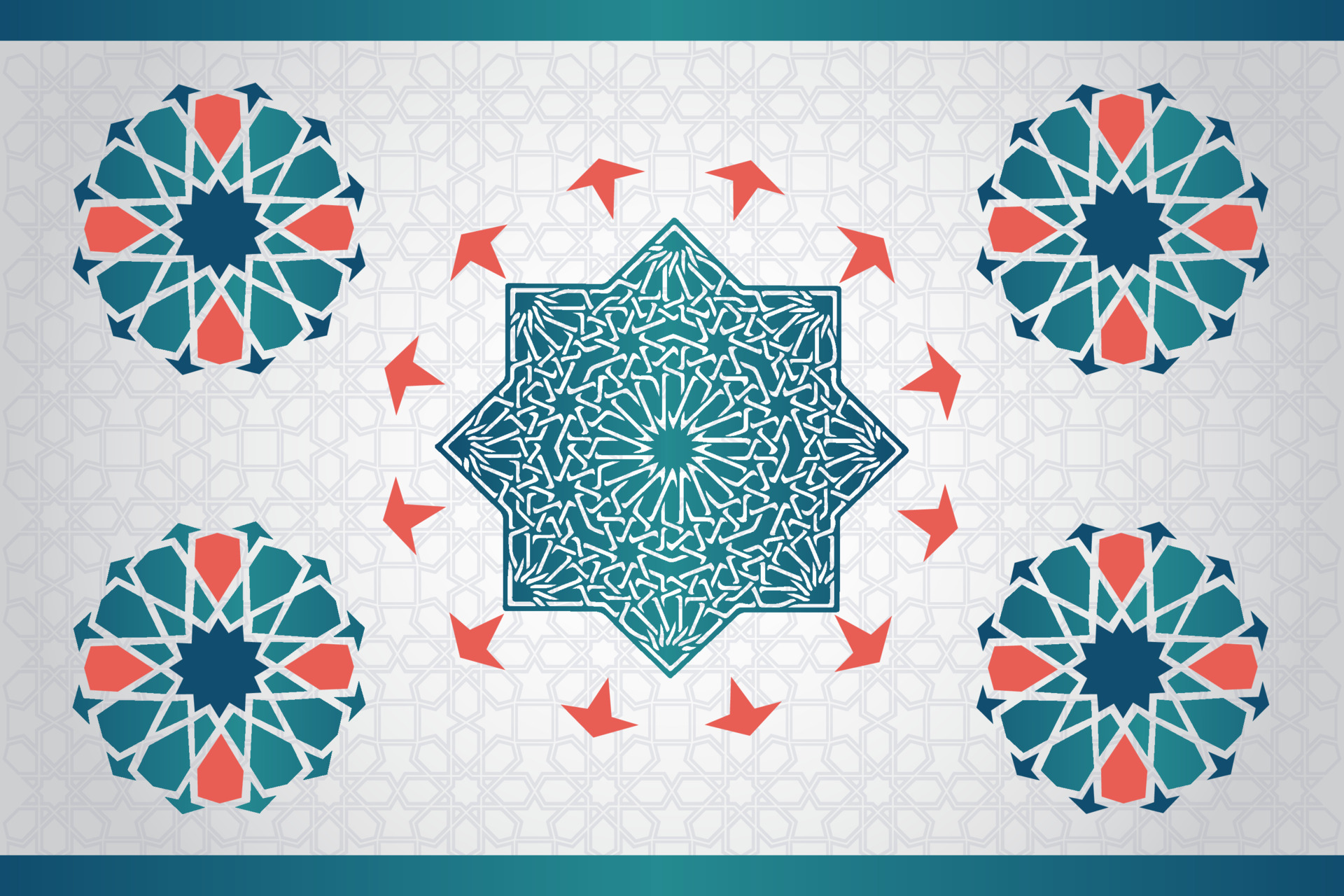 Geometric Islamic Pattern with colorful arabesque shapes for greeting ... Geometric Islamic Pattern with colorful arabesque shapes for greeting ...