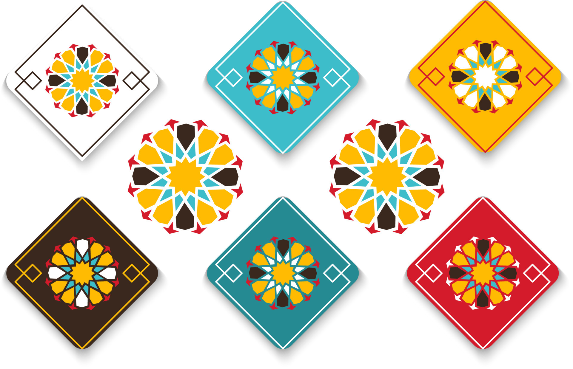 Geometric Islamic Pattern with colorful arabesque shapes for greeting ...