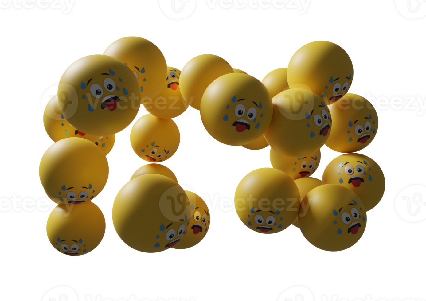 3d Render Emoji Illustration Of Emoticon Faces Character Floating