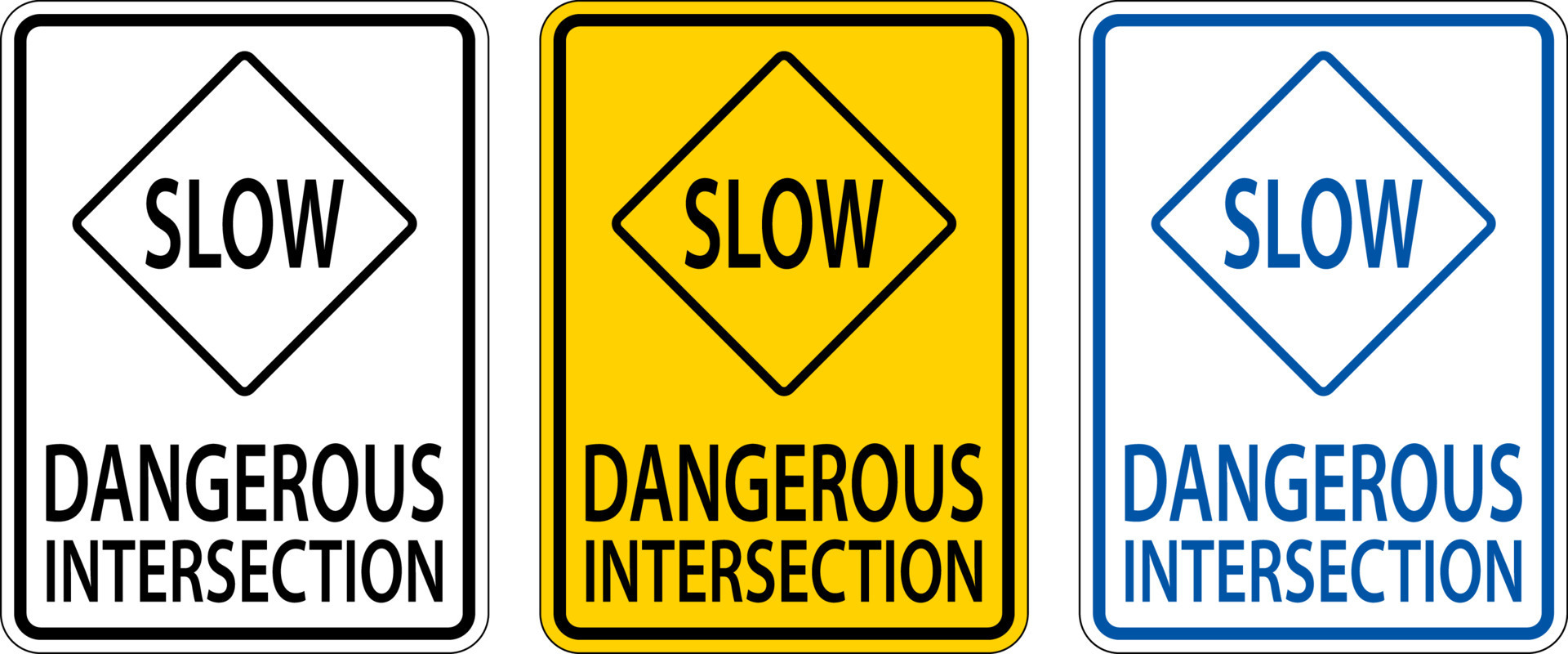 Slow Dangerous Intersection Sign On White Background 11323520 Vector ... Slow Dangerous Intersection Sign On White Background 11323520 Vector ...