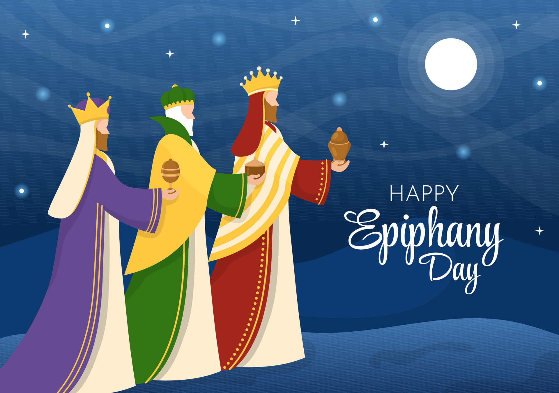 Happy Epiphany Day Template Hand Drawn Cartoon Flat Illustration Christian festival to Faith on ...