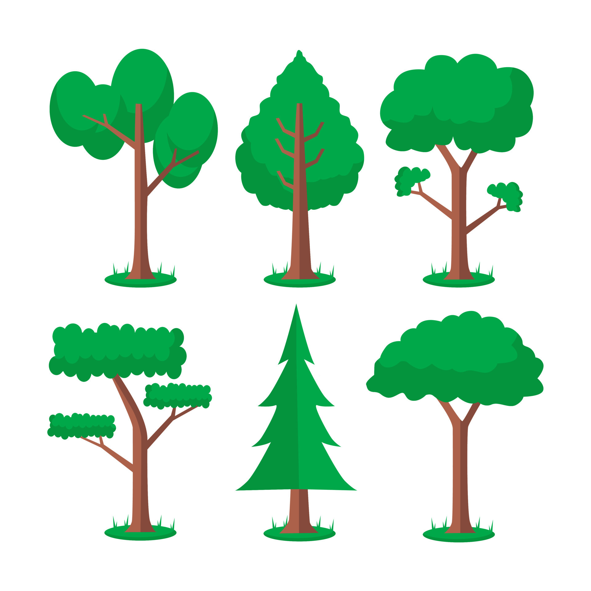 a collection of various kinds of green leafed trees 11326434 Vector Art ...