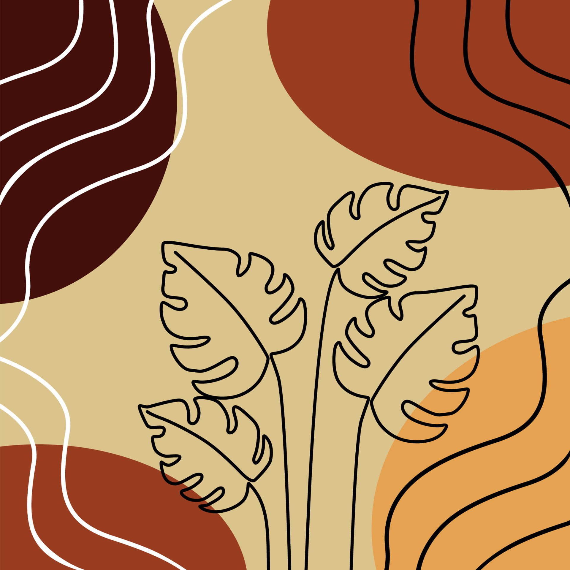 Colorful Curved Lines Abstract Background With Leaf Lines 11326636