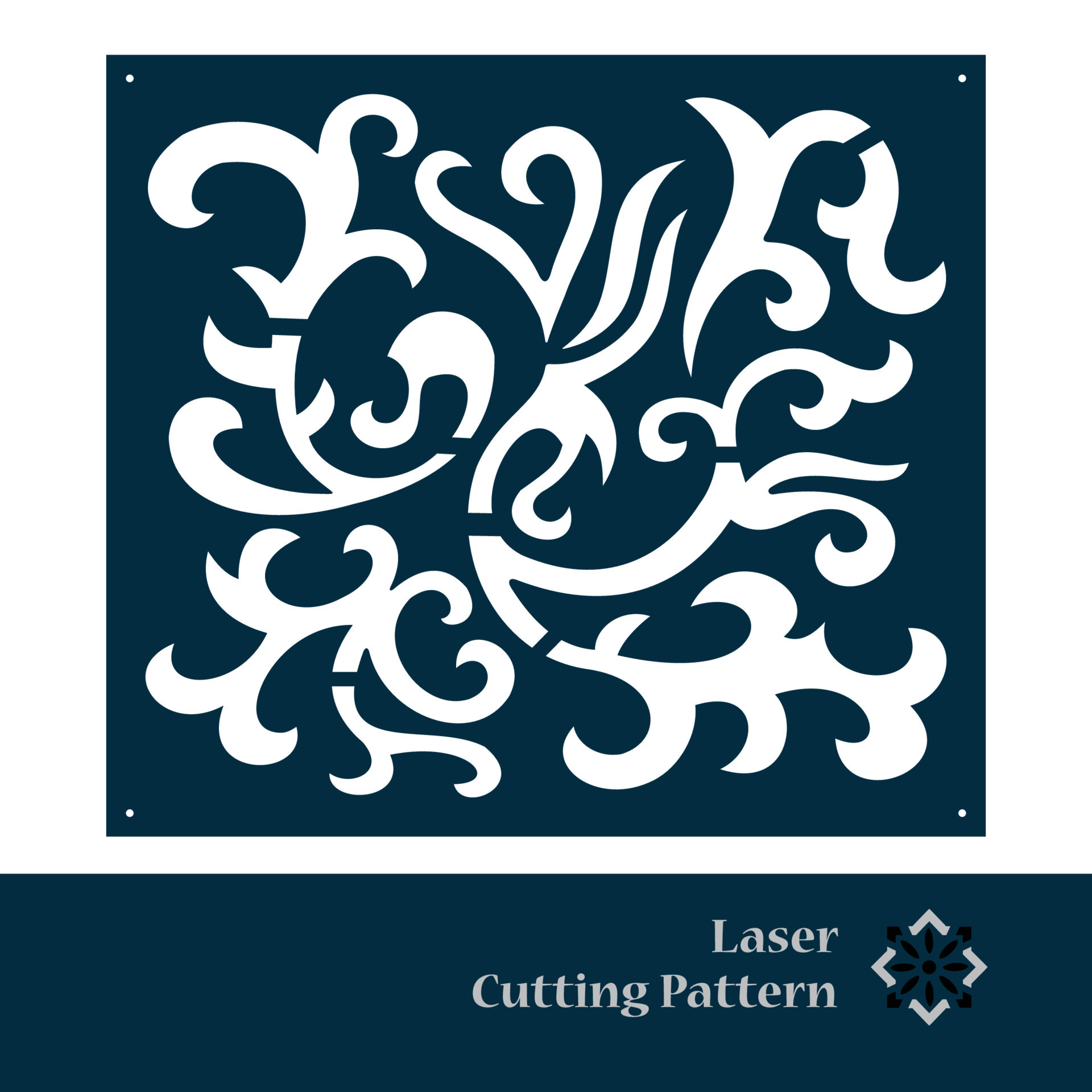 Laser And Cnc Cut Pattern Vector Template With Abstract Geometric Texture In Oriental Style