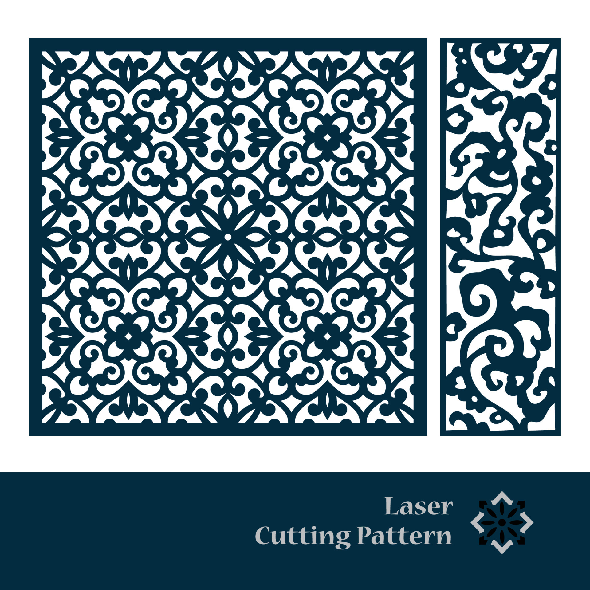 Laser And Cnc Cut Pattern Vector Template With Abstract Geometric Texture In Oriental Style