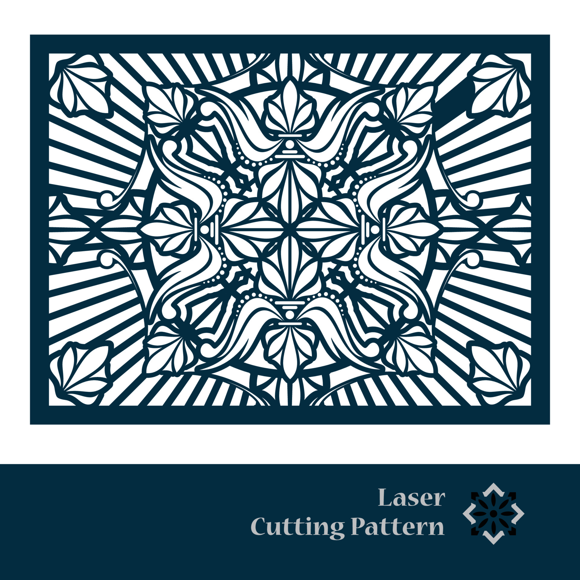 Laser And Cnc Cut Pattern Vector Template With Abstract Geometric Texture In Oriental Style
