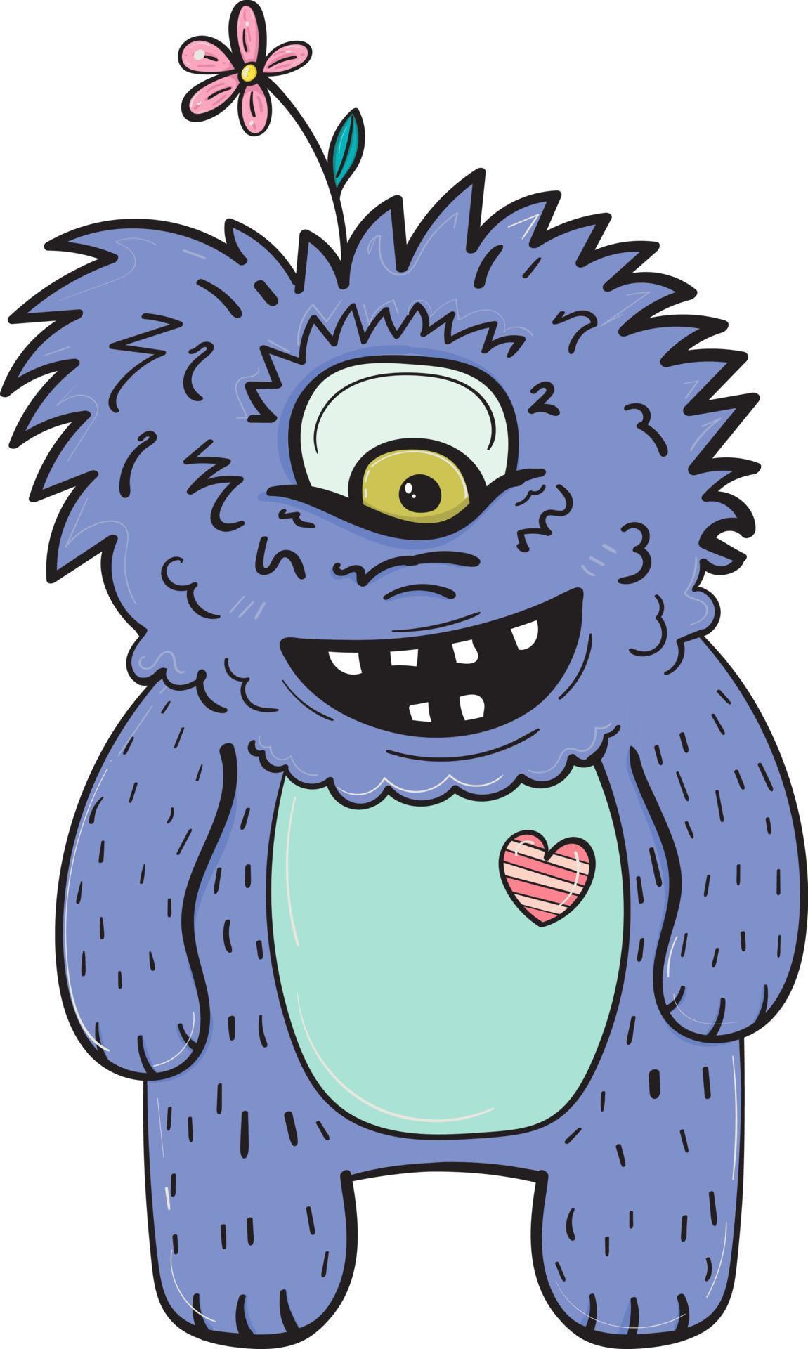 Monstruo Morado Con Una Flor En La Cabeza 11336664 Vector En Vecteezy