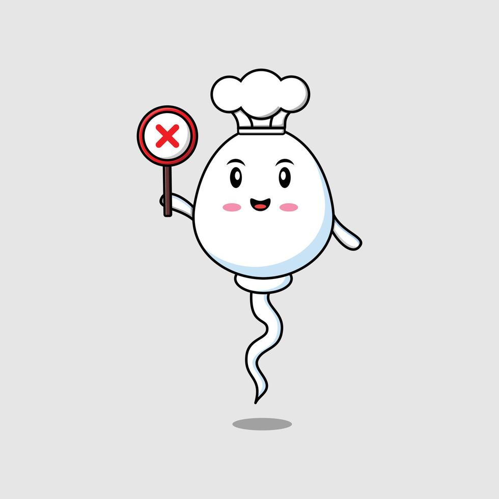 Cute Cartoon Sperm Chef Holding Wrong Sign Board 11340821 Vector Art At Vecteezy