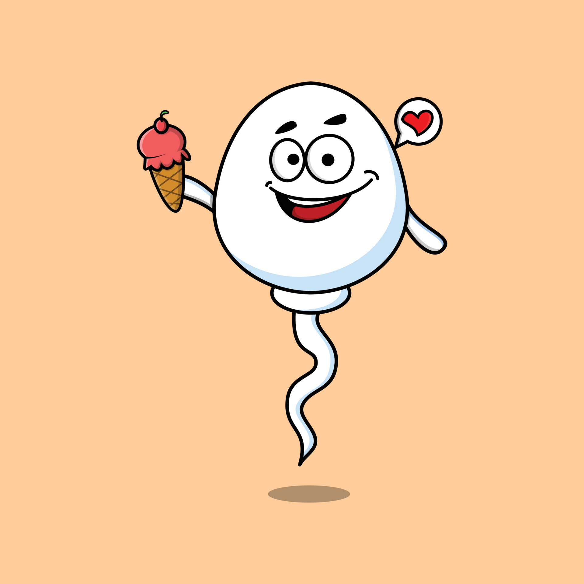 Cute Cartoon Sperm Holding Ice Cream Cone 11340826 Vector Art At Vecteezy